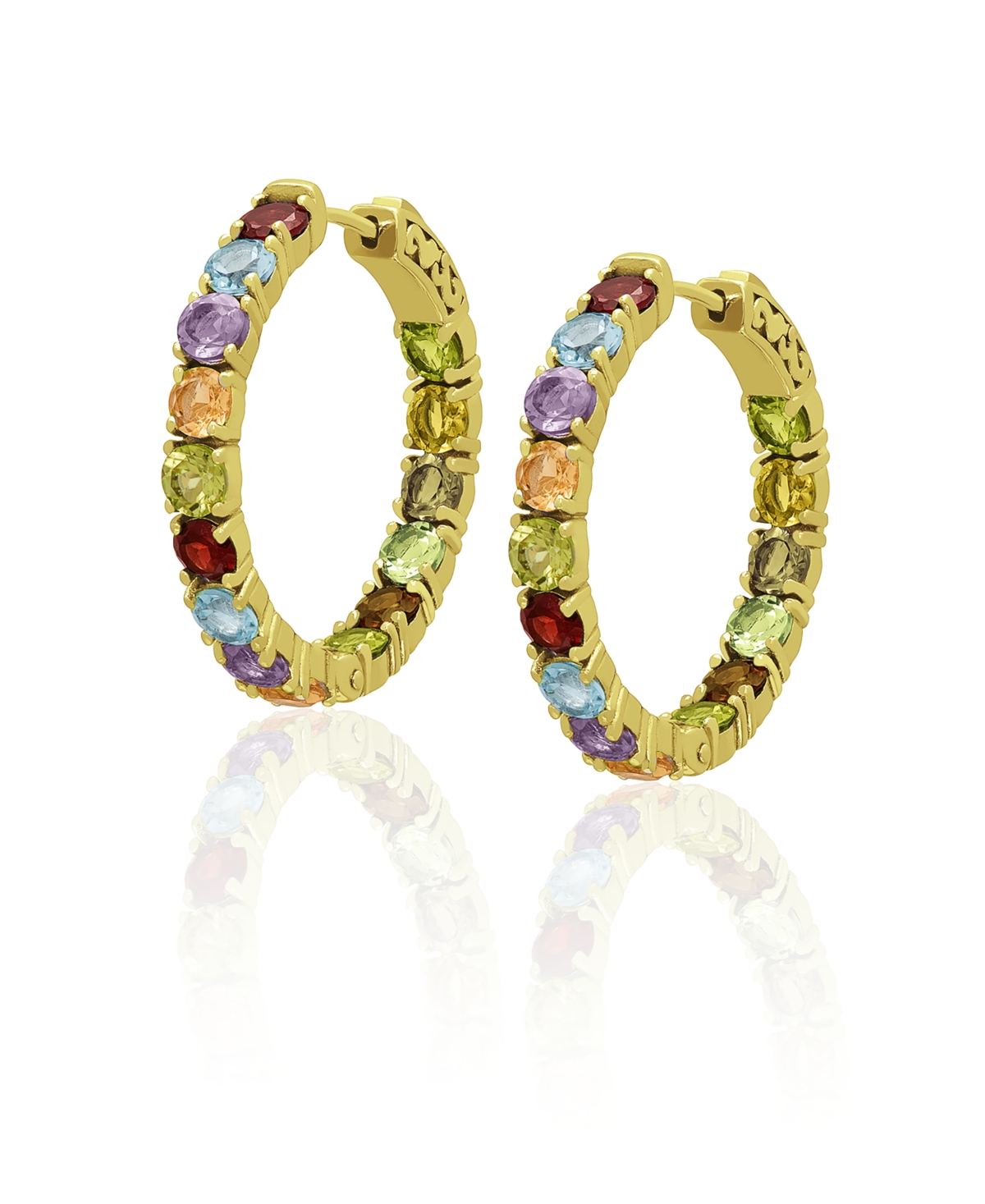 Click here for Macys Multi-Stones Inside-Out Hoop Earrings (7-5/8... prices