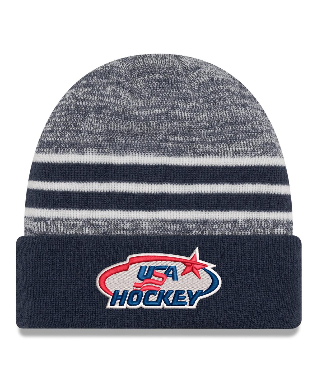 Click here for New Era Mens Navy/Heather Navy Us Hockey Cuffed Kn... prices