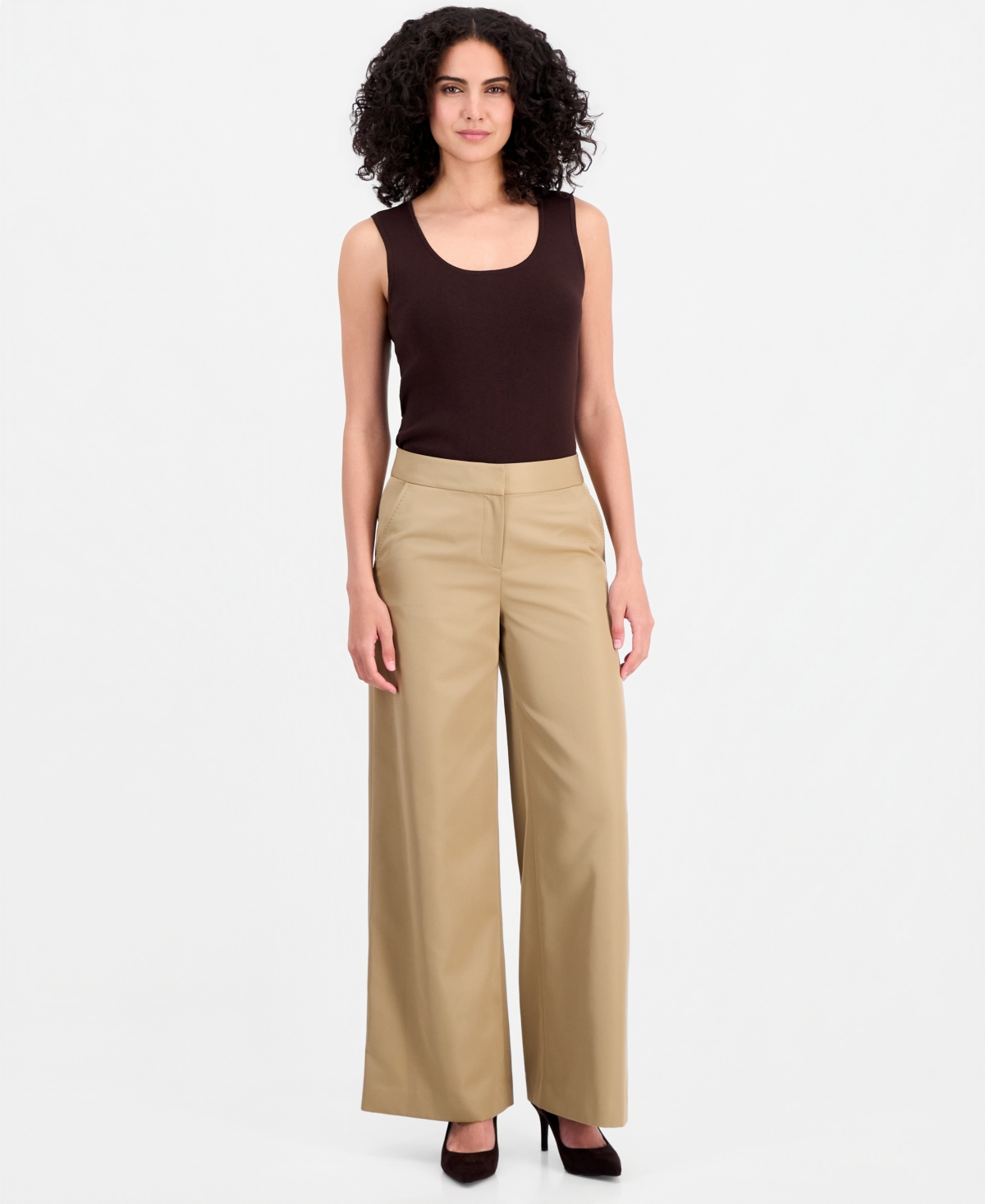 Click here for Tahari Asl Womens Wide-Leg Pants - Khaki prices