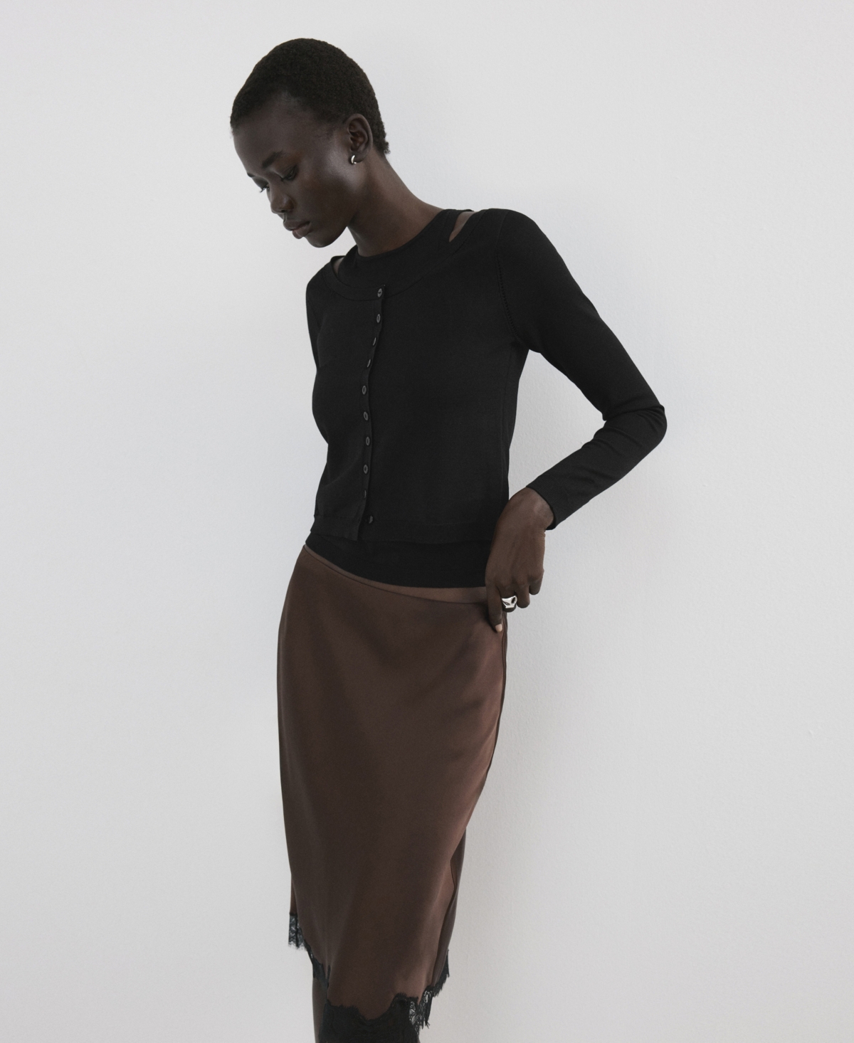 Click here for Mango Womens Combined Knitted Sweater - Black prices