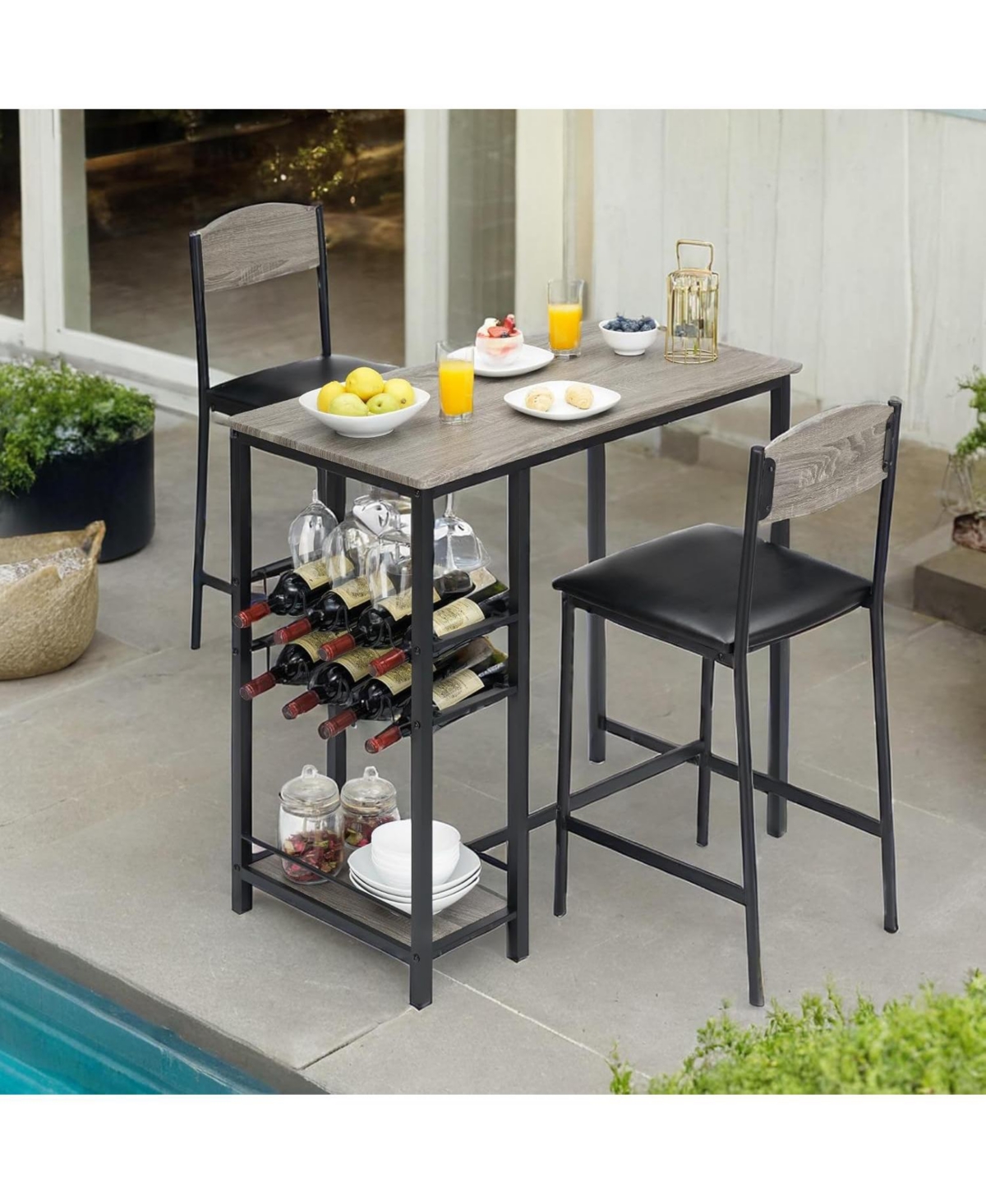 Click here for gaomon Bar Table Set for 2 w/Storage Shelf  Wine R... prices