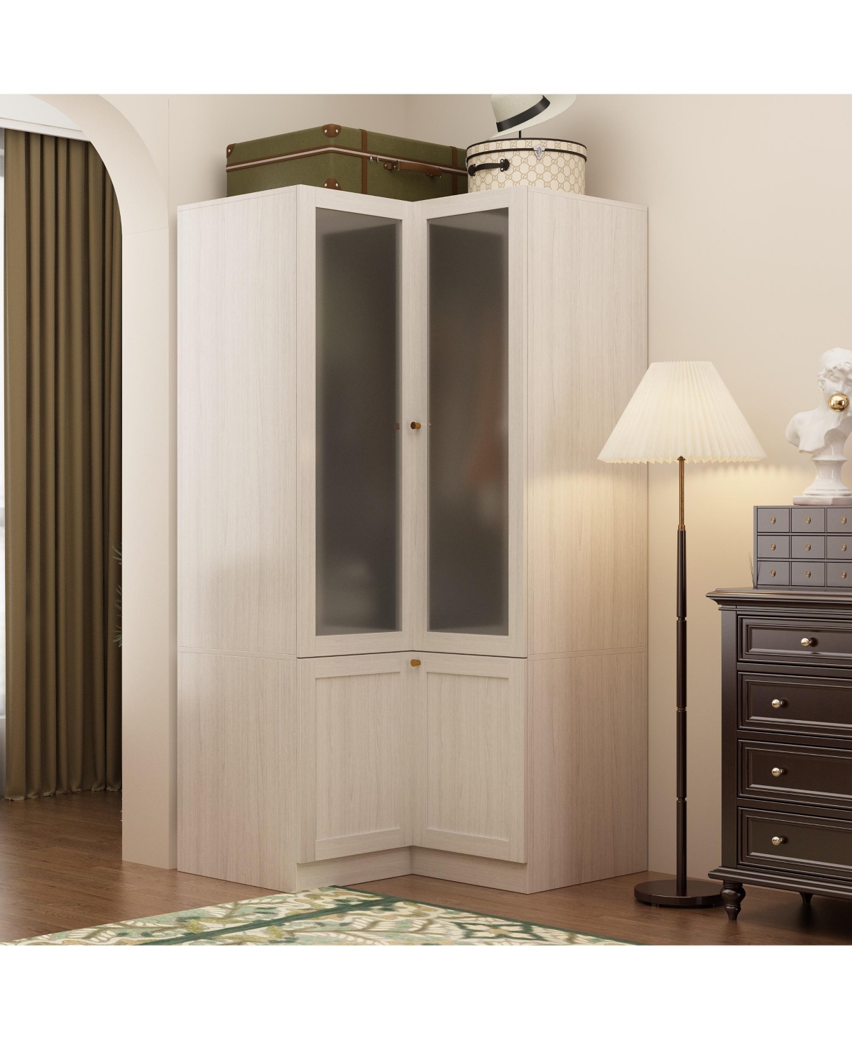 Click here for Famapy Corner Wardrobe Closet with 2 Glass Doors... prices