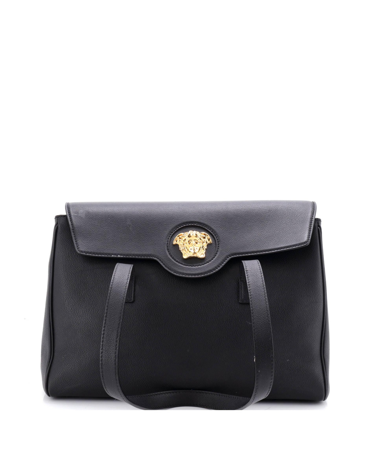 Click here for Pre-Owned Versace Medium La Medusa Flap Tote Leath... prices