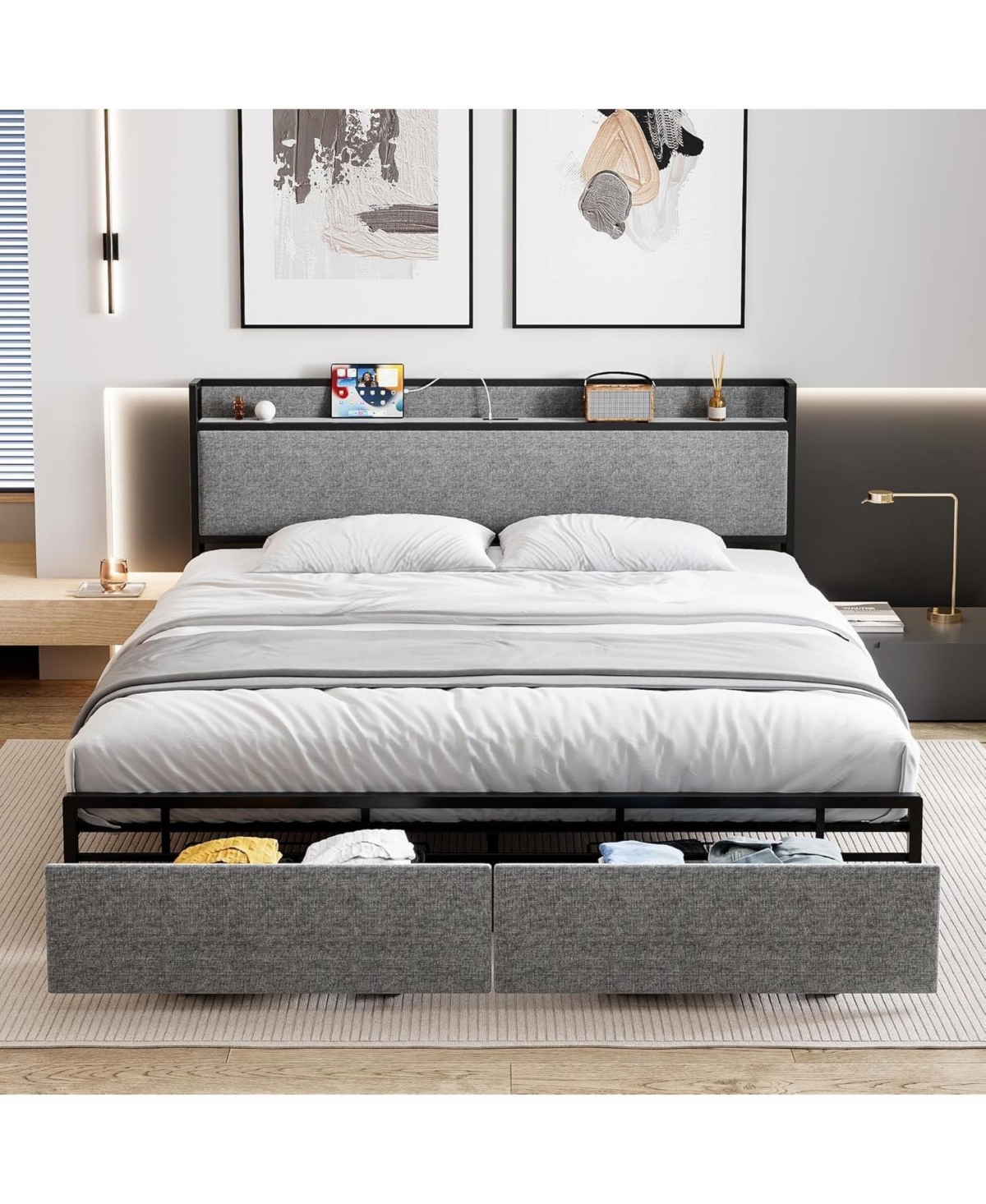 Click here for gaomon Platform Bed Frame with Storage Drawers and... prices