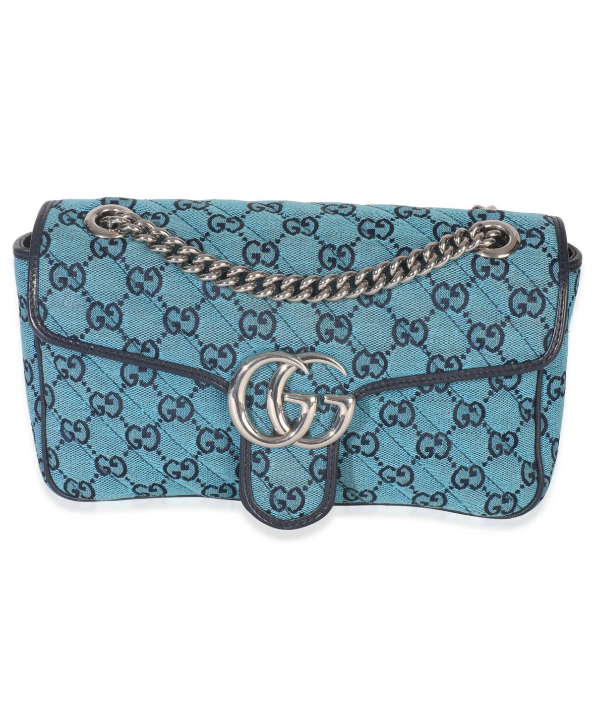 Click here for Pre-Owned Gucci Blue Matelasse Canvas Diagonal Sma... prices