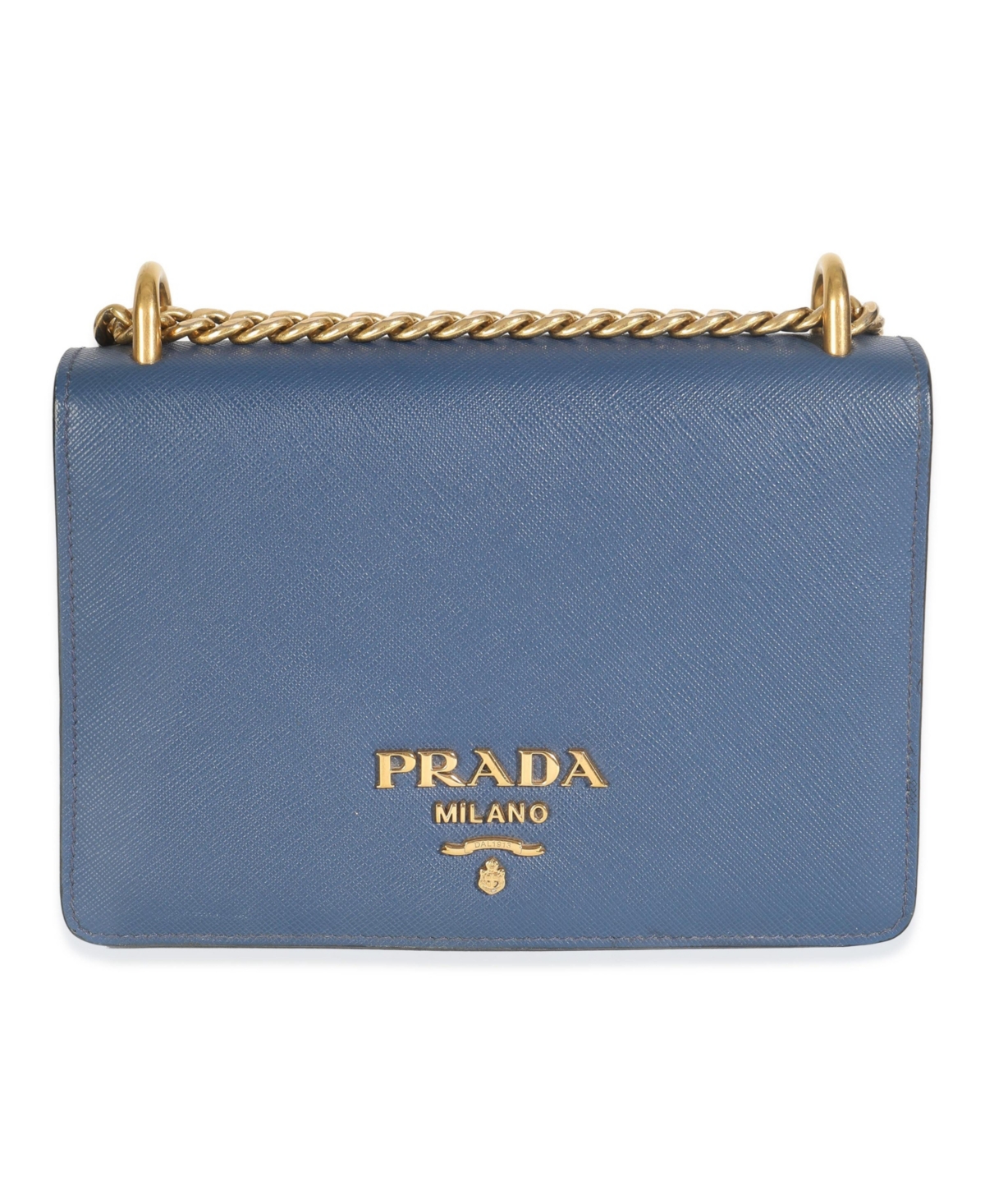 Click here for Pre-Owned Prada Bluette Saffiano Lux Mini Chain Ba... prices