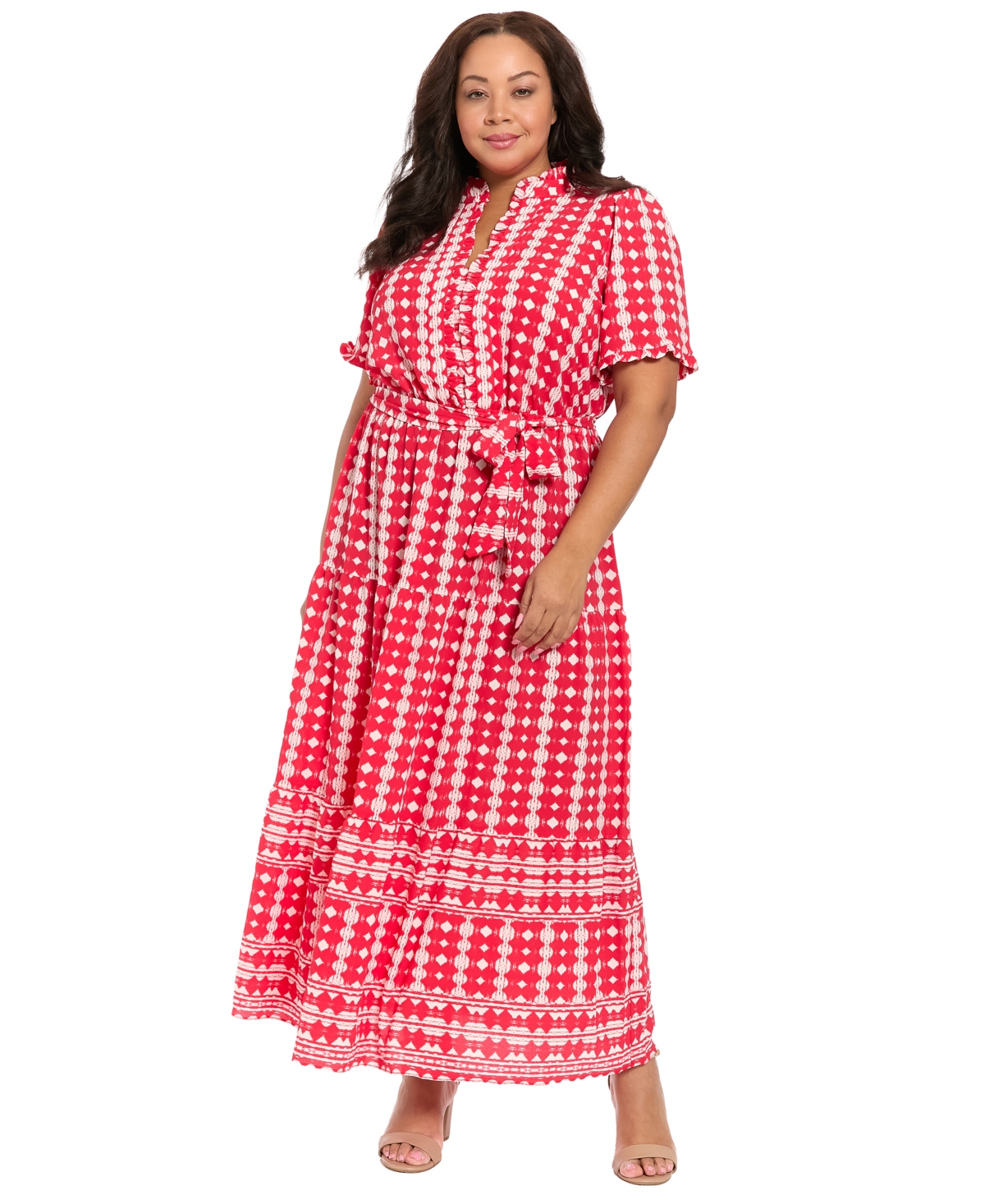 Click here for London Times Plus Size Short-Sleeve Ruffle Collar... prices