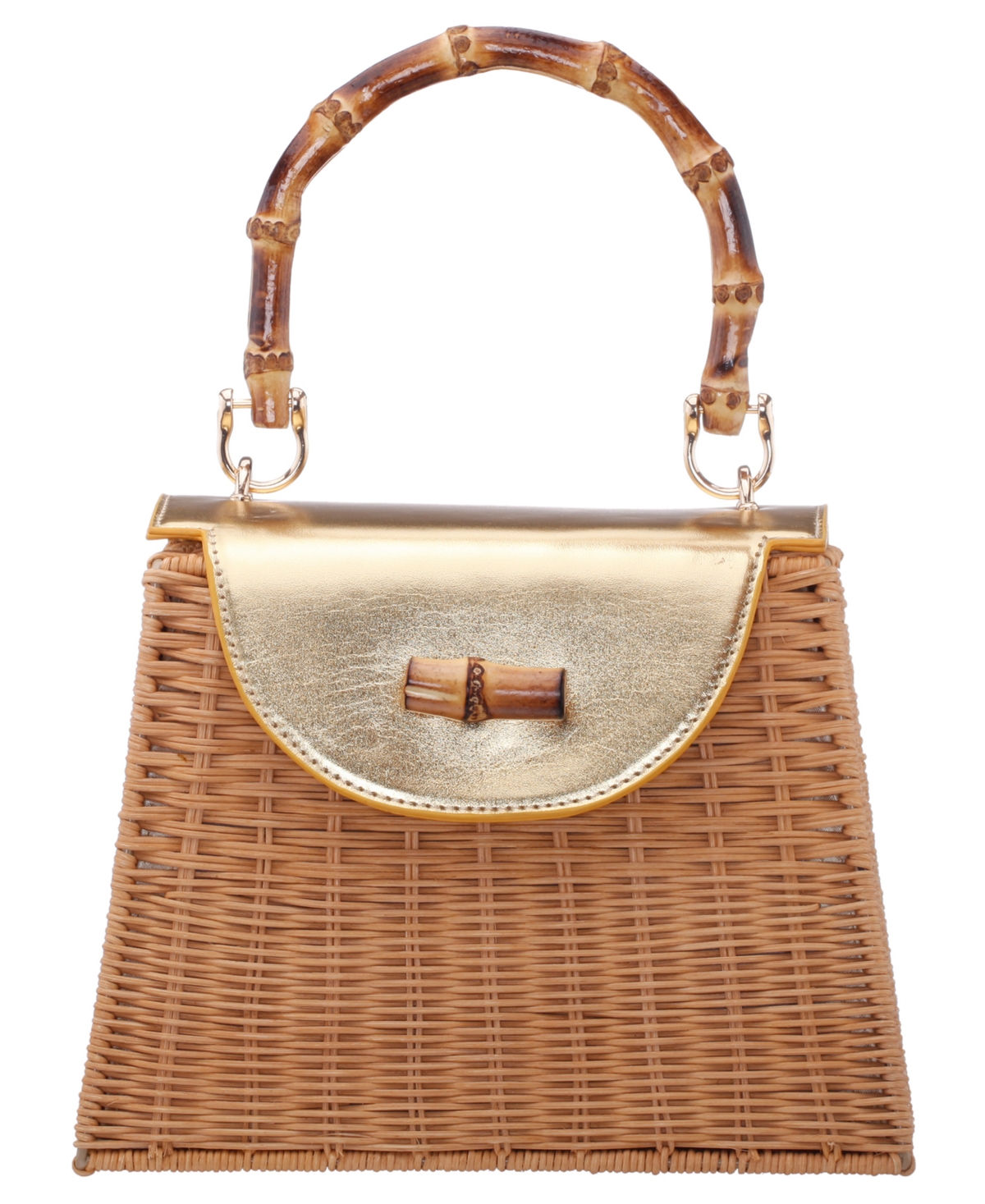 Click here for Nina Wicker Basket Small Satchel Bag - Natural/Gol... prices