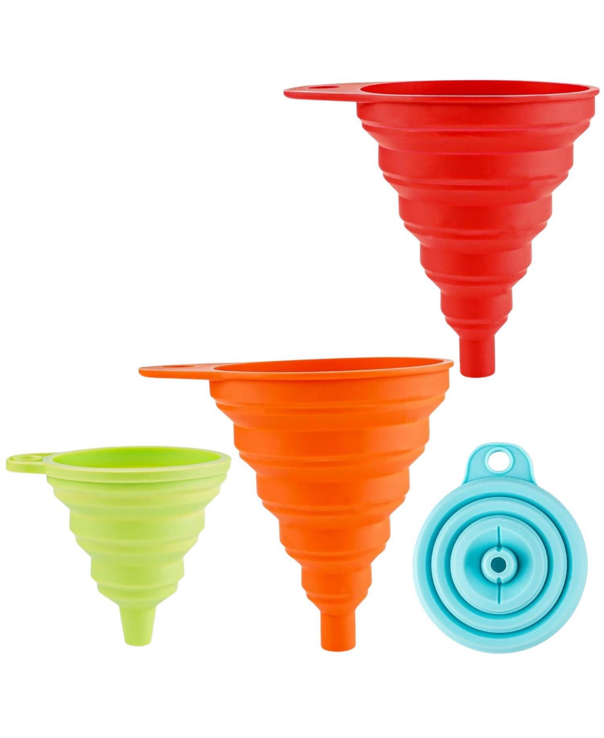 Zulay Kitchen Silicone Space Saving Collapsible Funnel Set With Narrow Mouth - Assorted