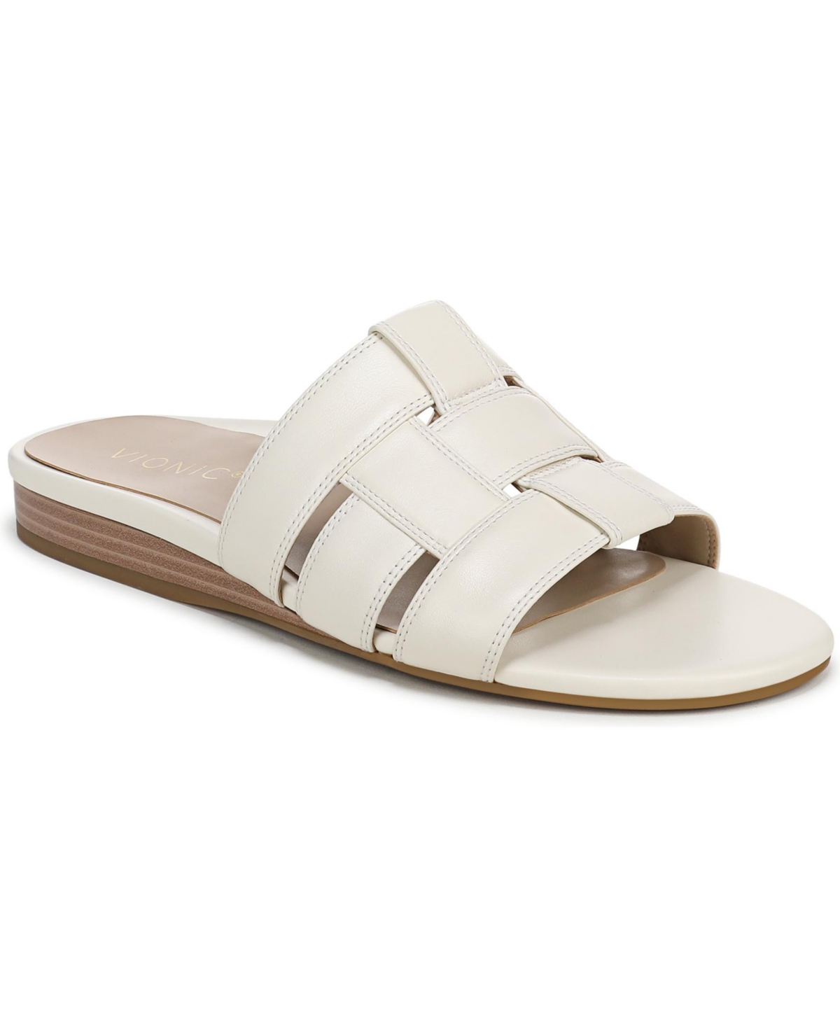 Click here for Vionic Womens Glendora Slide Sandals - Ivory leath... prices