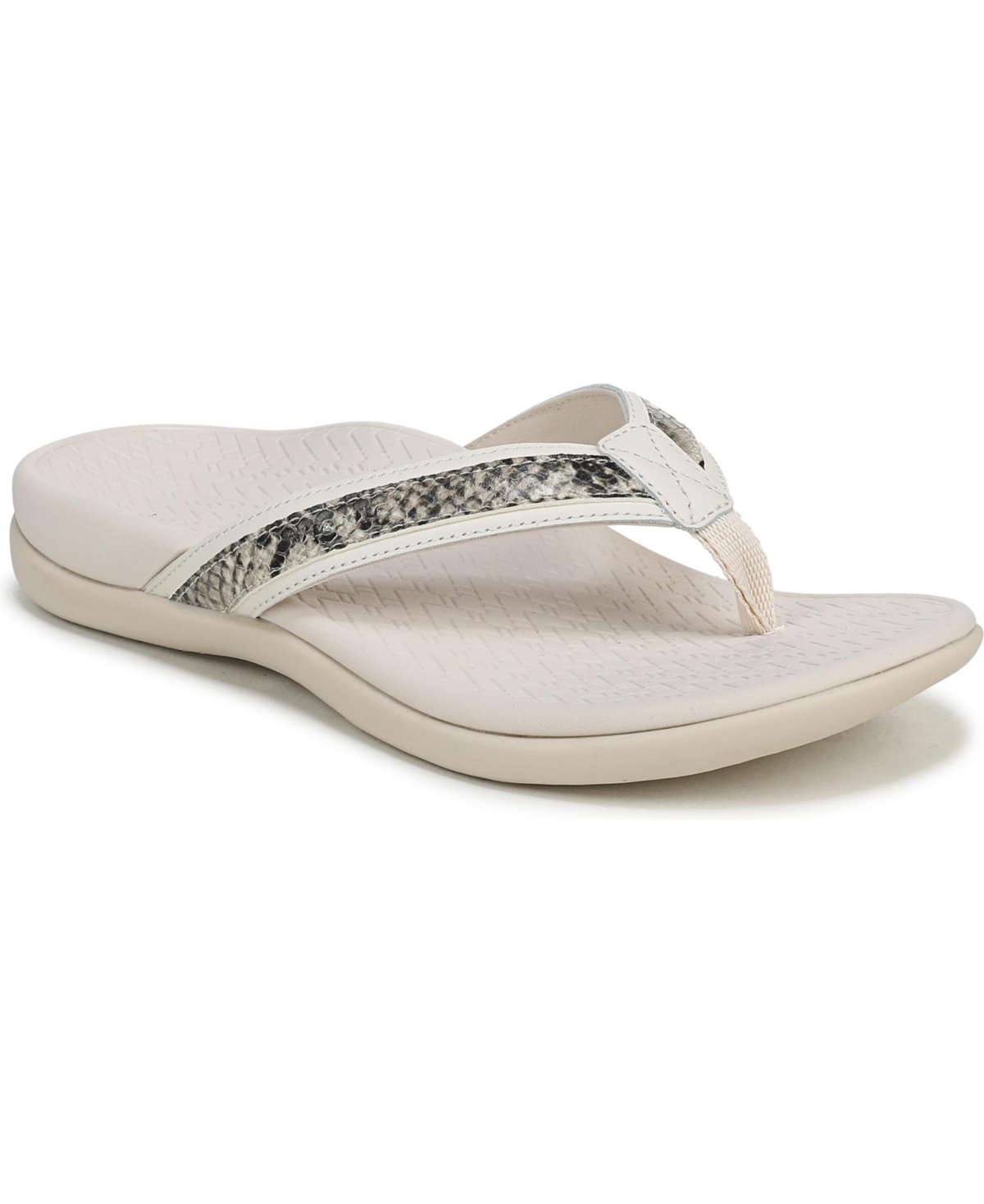 Click here for Vionic Womens Tide Thong Sandals - Cream snake lea... prices