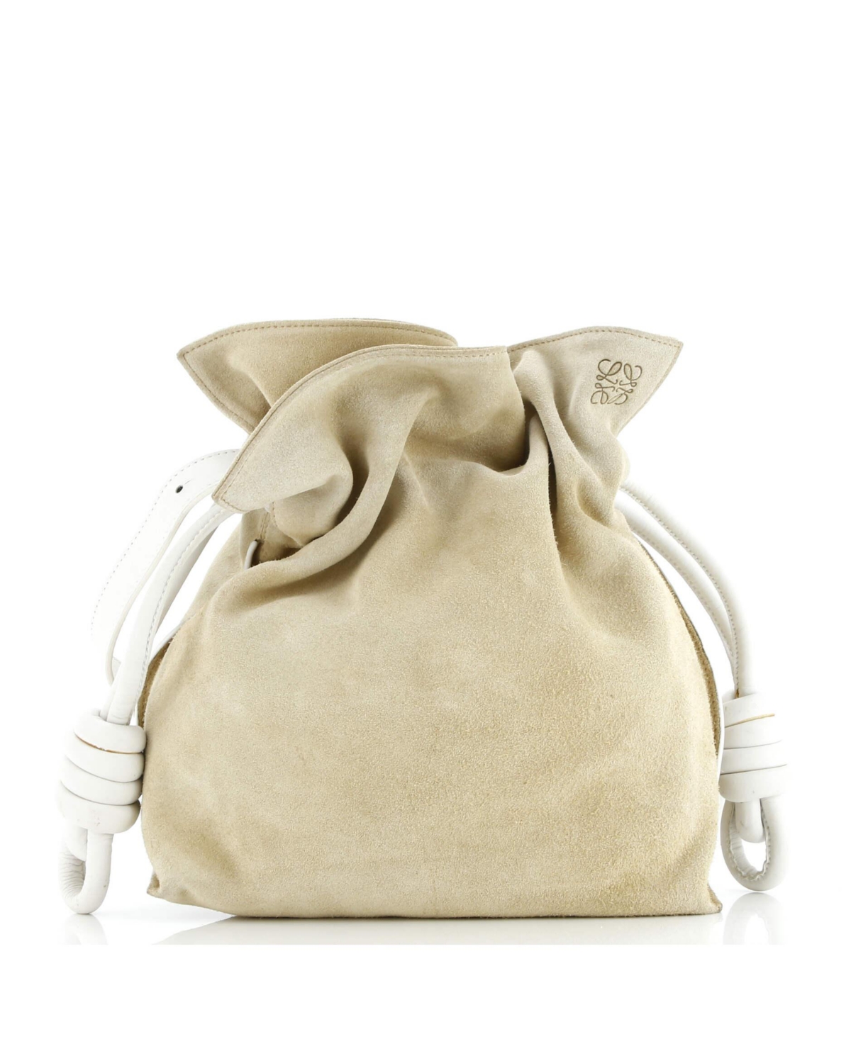 Click here for Pre-Owned Loewe Small Flamenco Knot Bag Suede - Na... prices