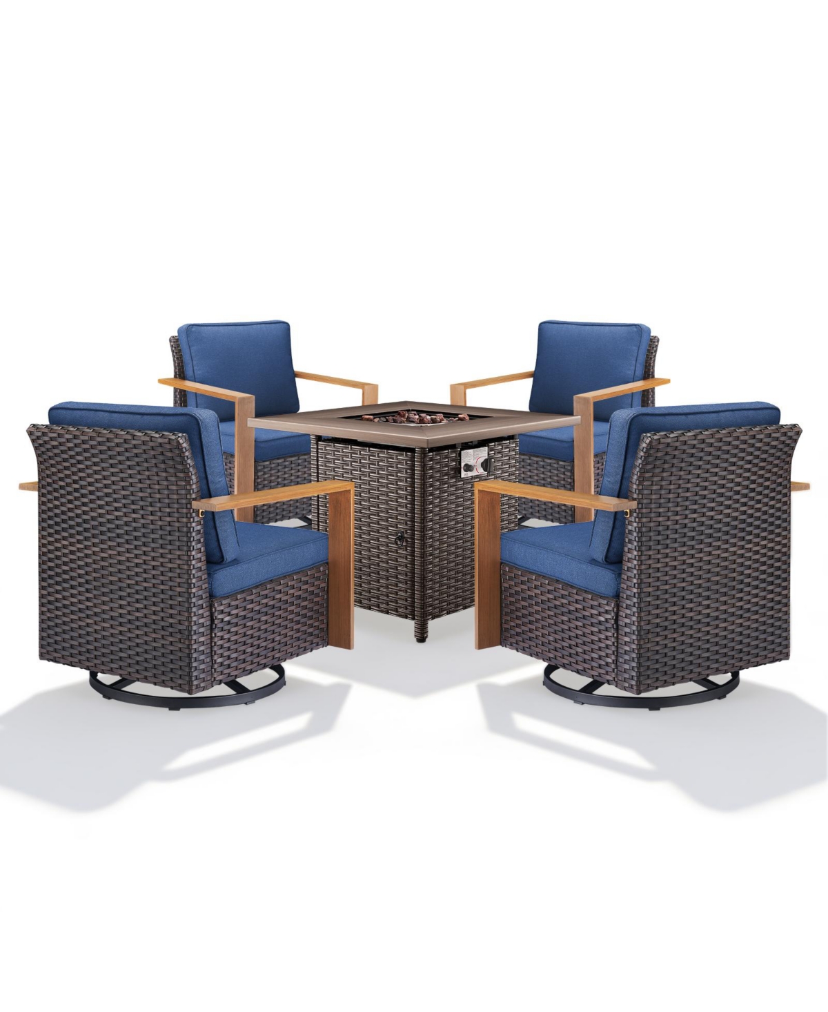 Click here for Gymojoy 5-piece patio set with 4 swivel rattan cha... prices