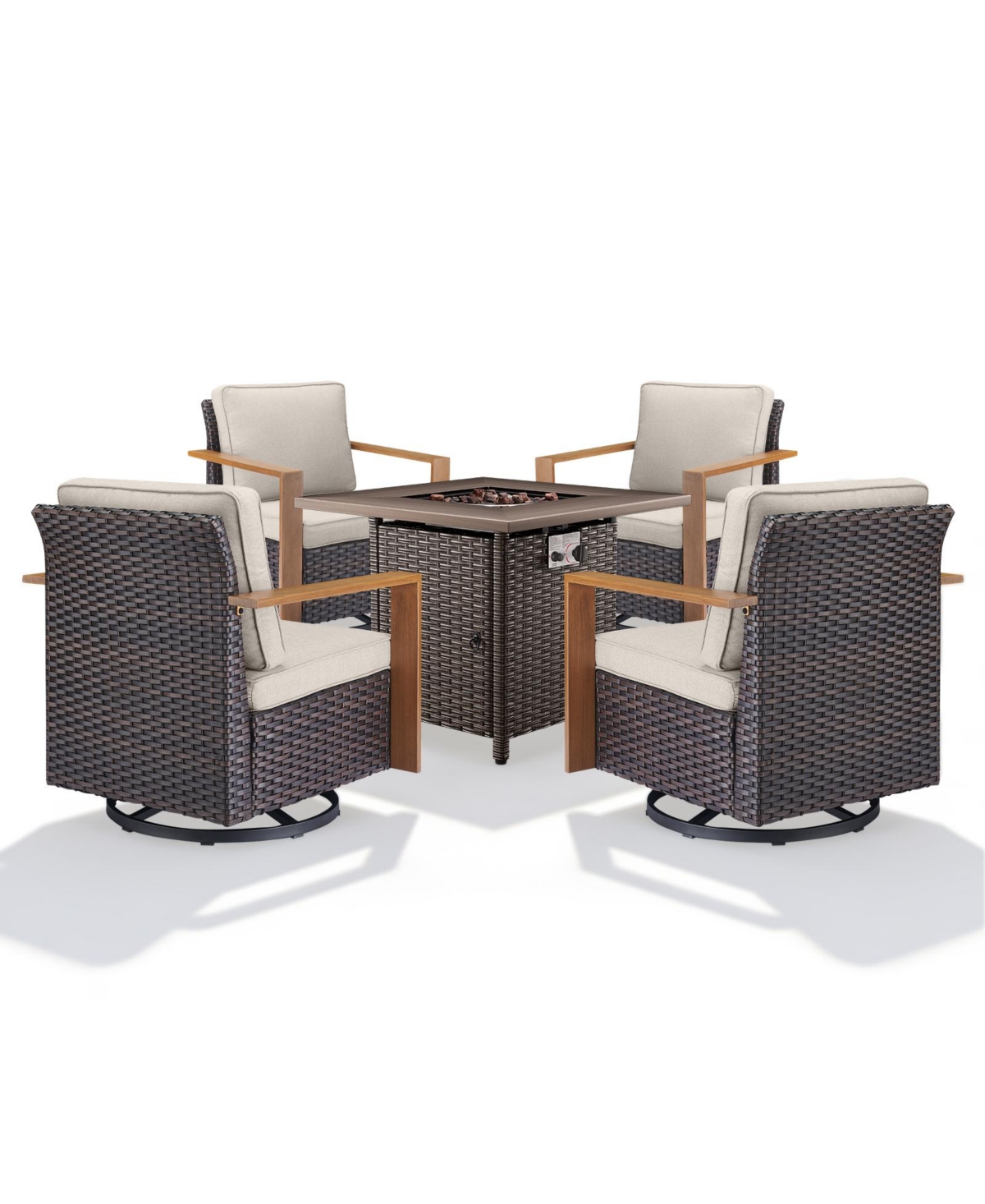 Click here for Gymojoy 5-piece patio set with 4 swivel rattan cha... prices