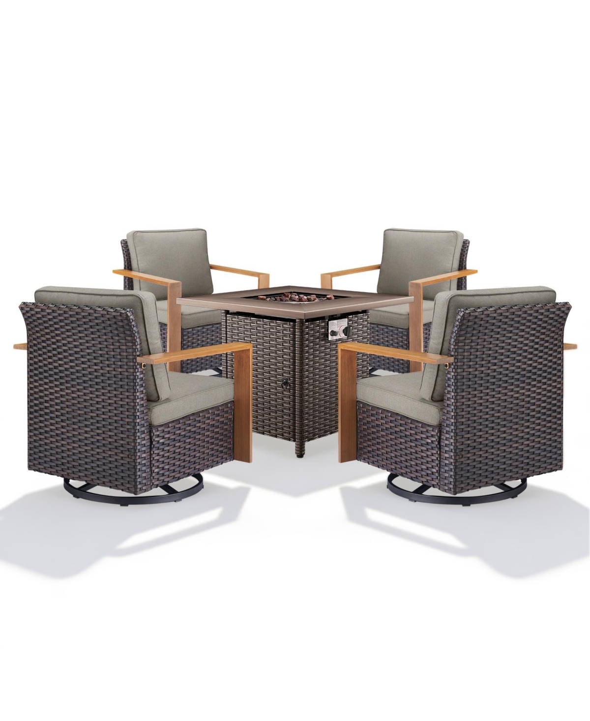 Click here for Gymojoy 5-piece patio set with 4 swivel rattan cha... prices