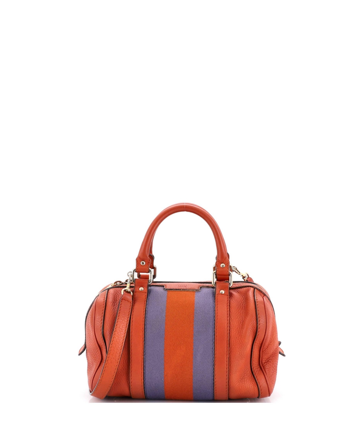 Click here for Pre-Owned Gucci Small Vintage Web Boston Bag Leath... prices