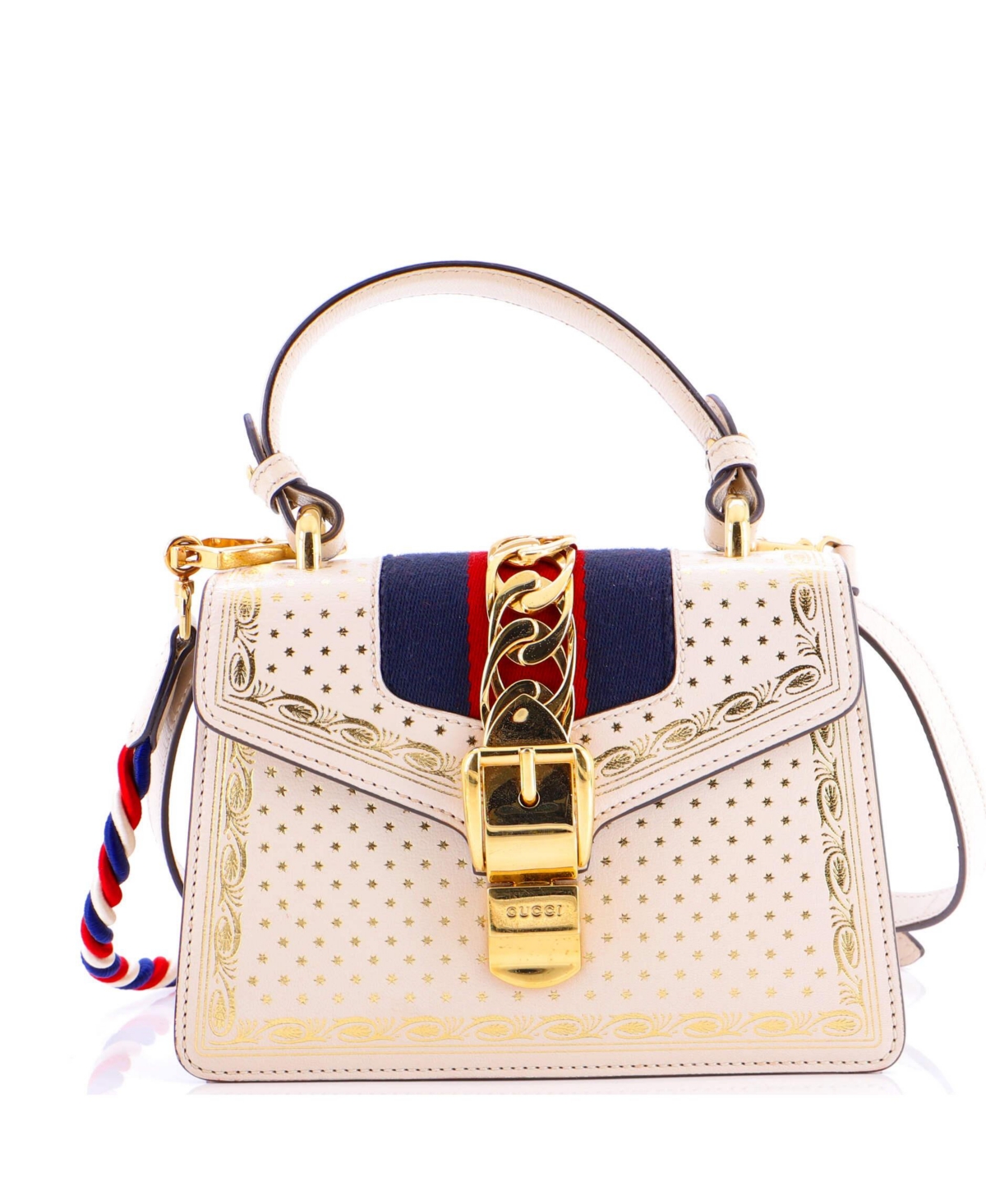 Click here for Pre-Owned Gucci Mini Sylvie Top Handle Bag Printed... prices