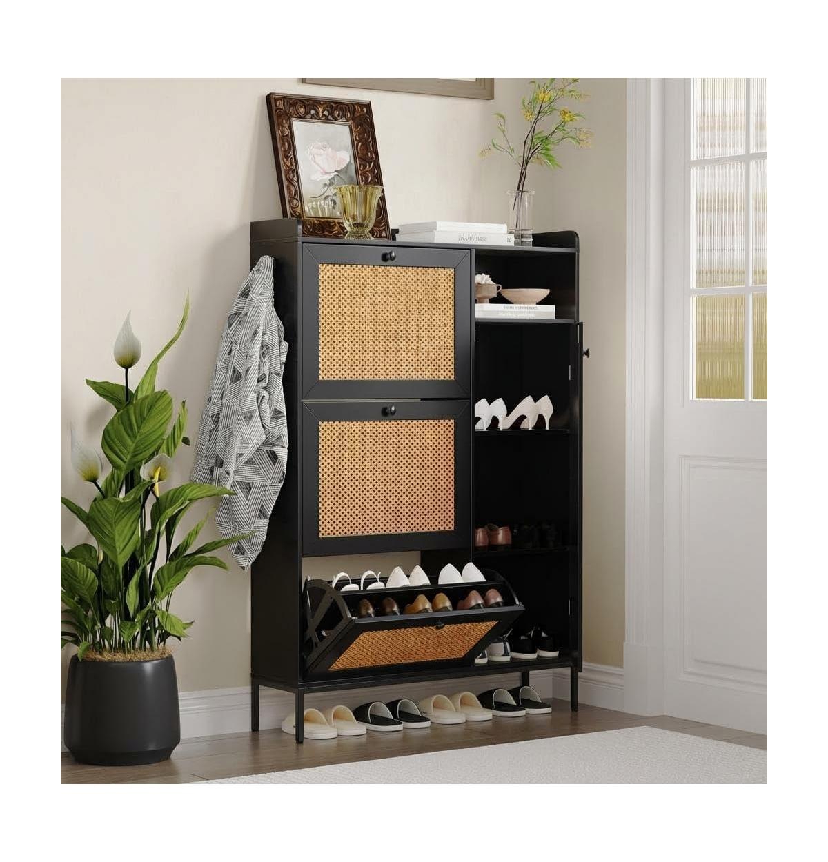 Click here for gaomon Rattan Shoe Cabinet Storage Flip Drawers To... prices
