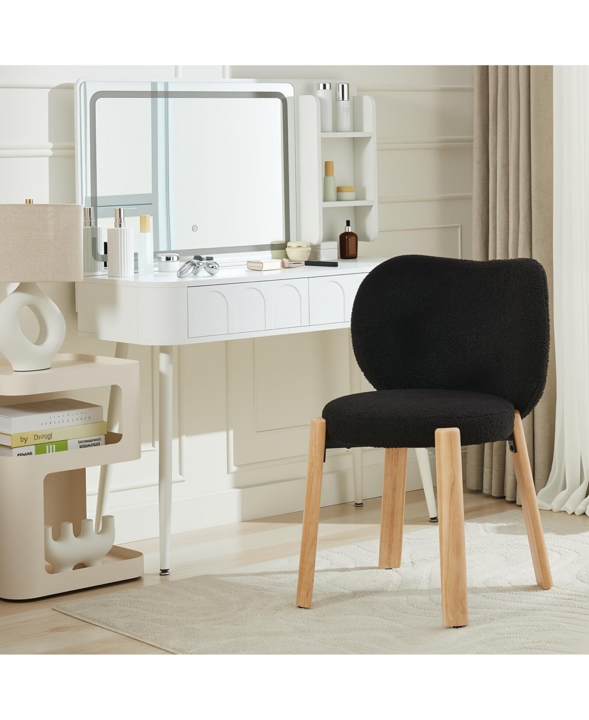 Click here for gaomon 1Piece Heart-Back Teddy Vanity Chair  Armle... prices