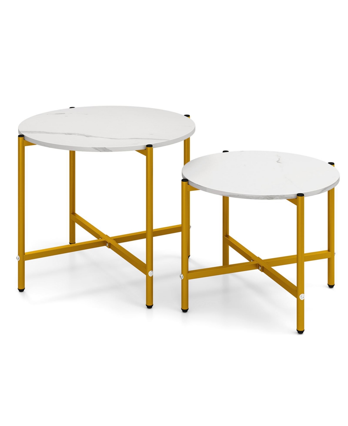 Click here for Sugift Round Coffee Table Set of Two with Metal Fr... prices