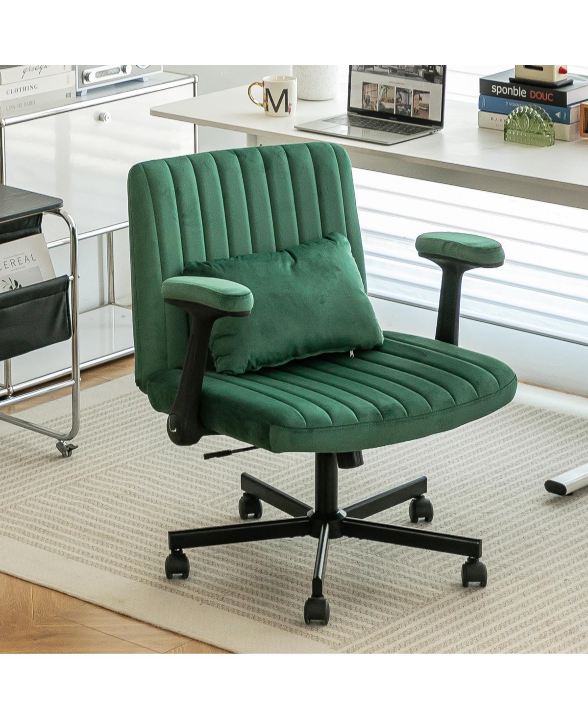 Click here for Boyel Living Velvet Criss Cross Armrest Office Cha... prices