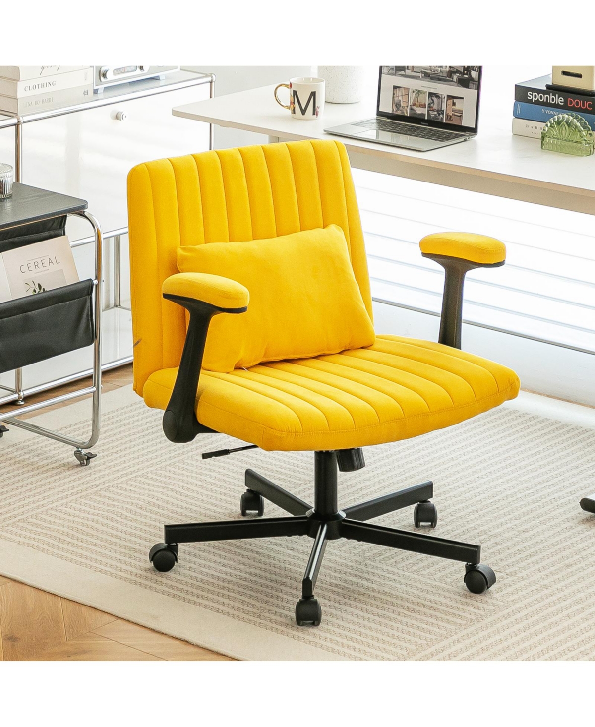 Click here for Boyel Living Velvet Criss Cross Armrest Office Cha... prices