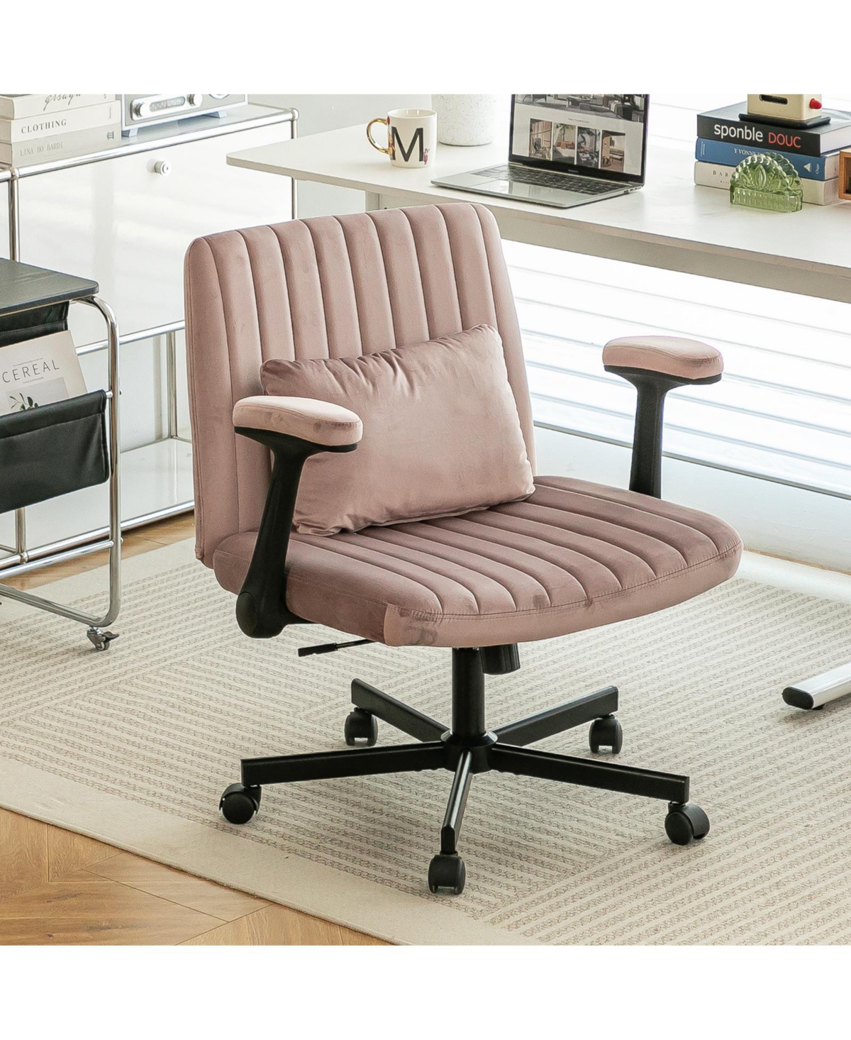 Click here for Boyel Living Velvet Criss Cross Armrest Office Cha... prices