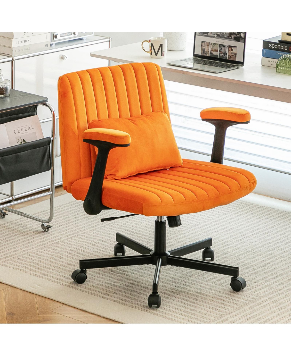 Click here for Boyel Living Velvet Criss Cross Armrest Office Cha... prices