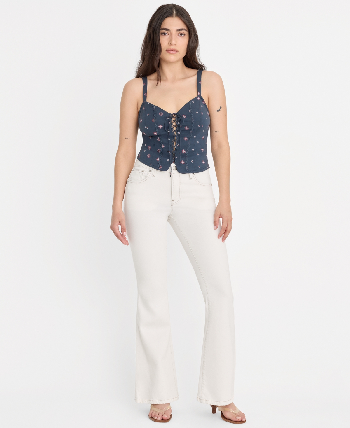 Click here for Good American Womens Mid-Rise Flared-Leg Jeans - V... prices