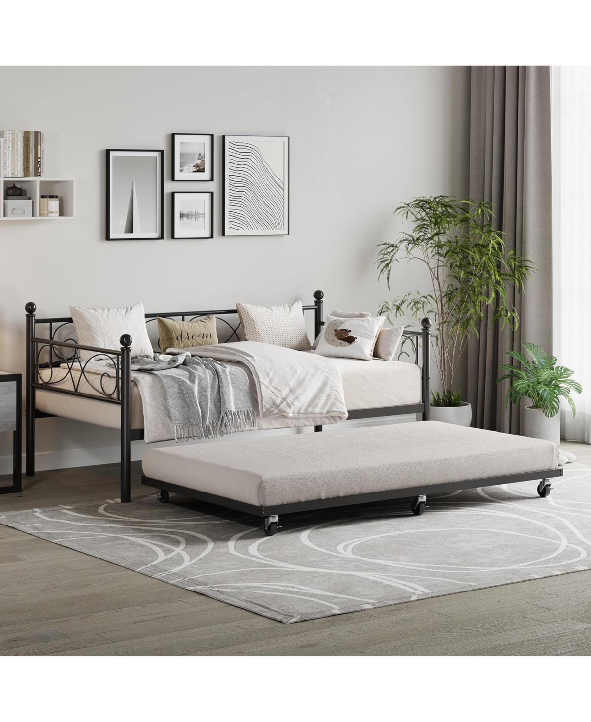 Click here for gaomon Daybed with Trundle  Metal Frame with Flora... prices