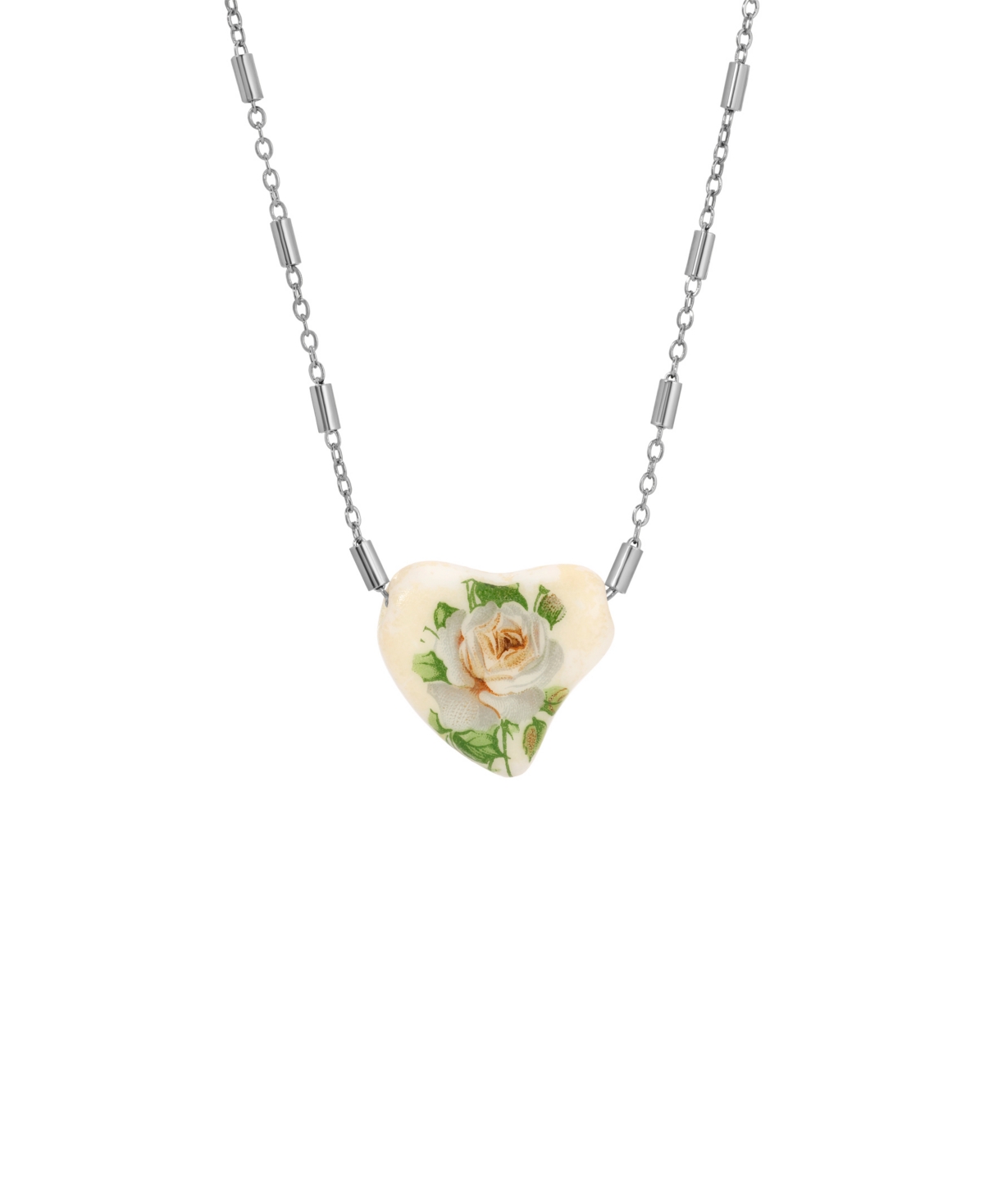 Click here for 2028 White Heart Flower Necklace - White prices