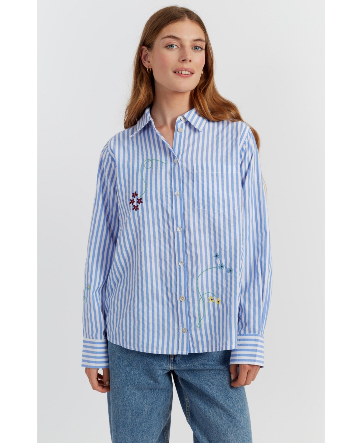 Click here for Chinti & Parker Womens Cotton Stripe Floral Shirt... prices