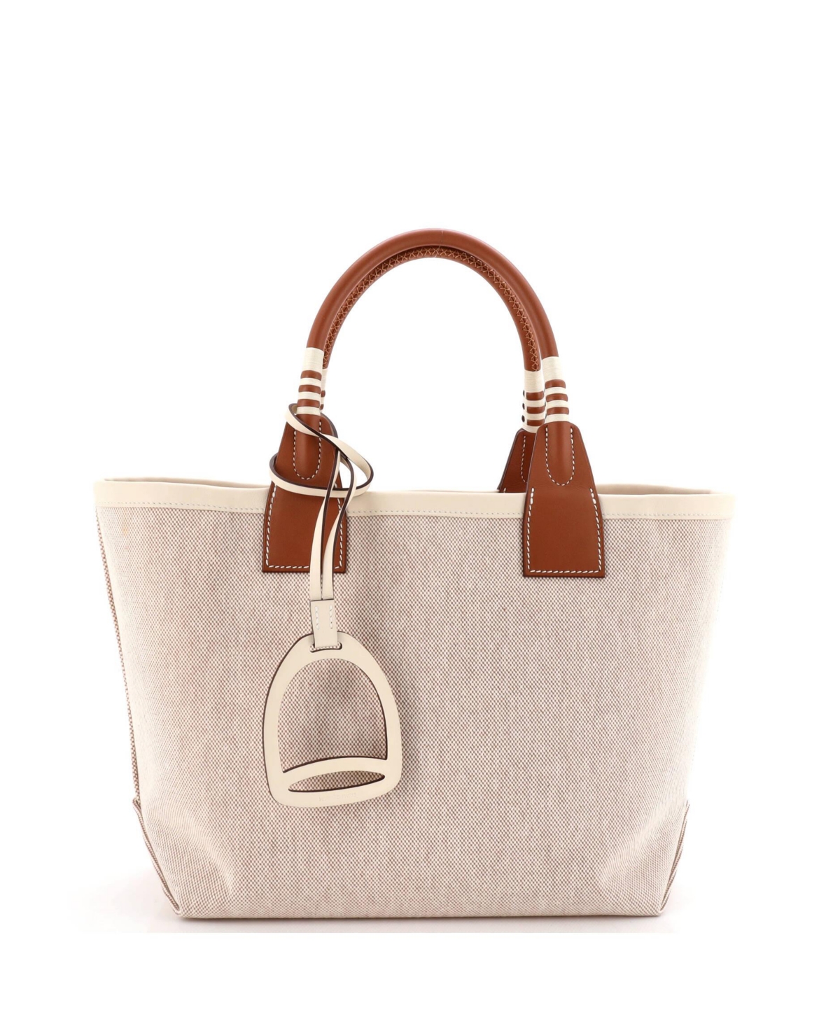 Click here for Pre-Owned HERMES 25 Sac Steeple Tote Toile with Le... prices