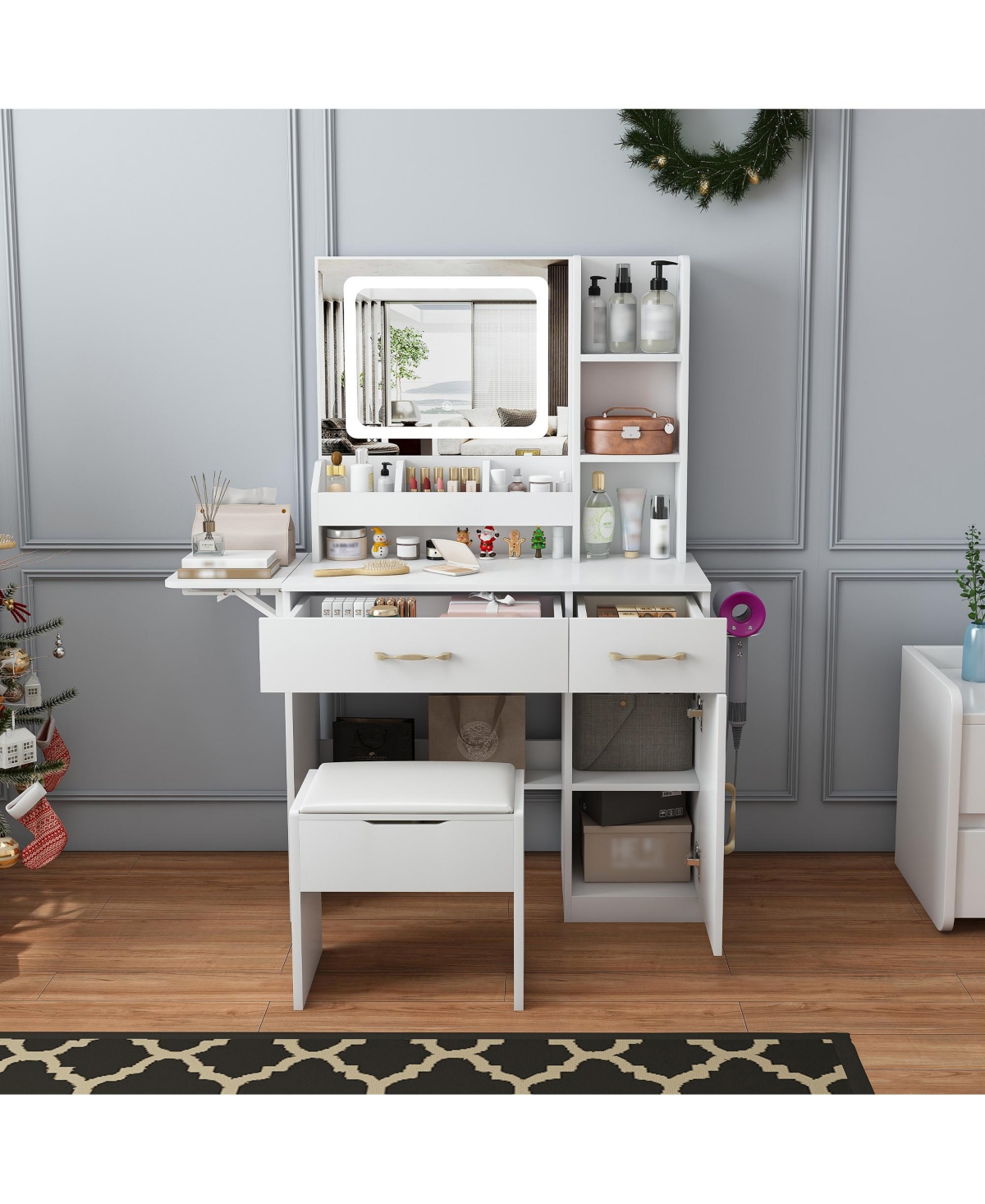 Click here for Rainsken Makeup Vanity Set with Storage Stool  Dre... prices