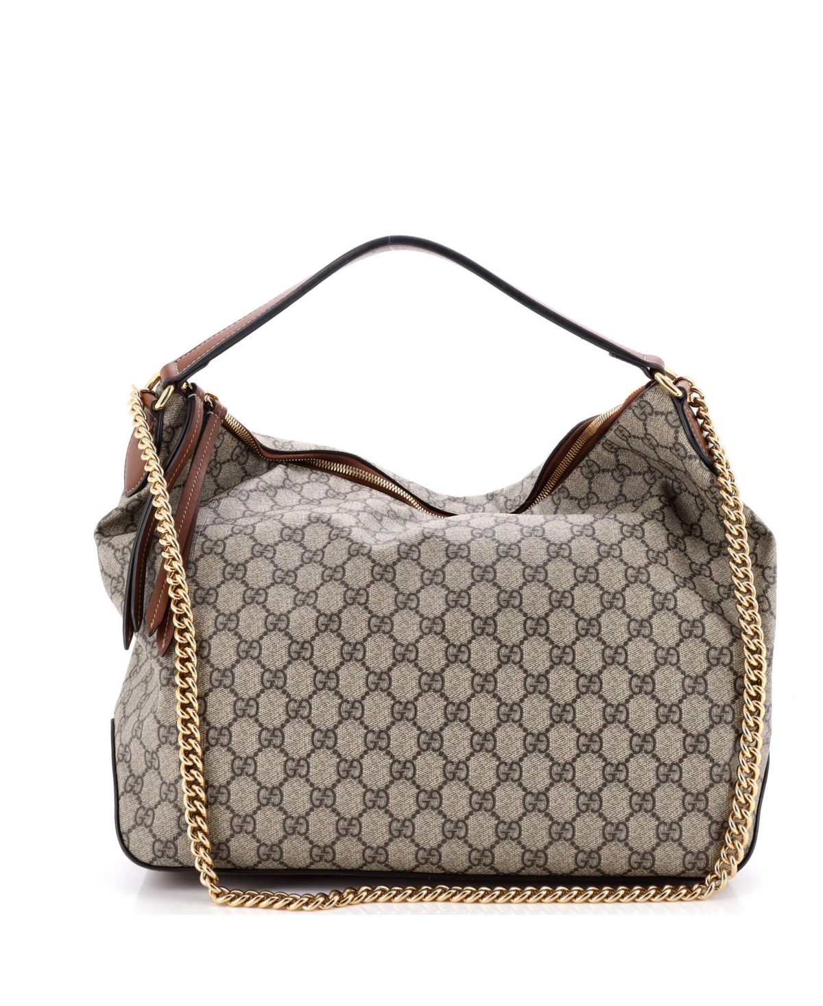 Click here for Pre-Owned Gucci Large Chain Hobo Gg Coated Canvas... prices