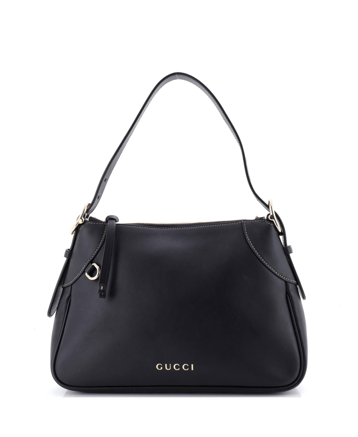 Click here for Pre-Owned Gucci Medium Emblem Shoulder Bag Leather... prices