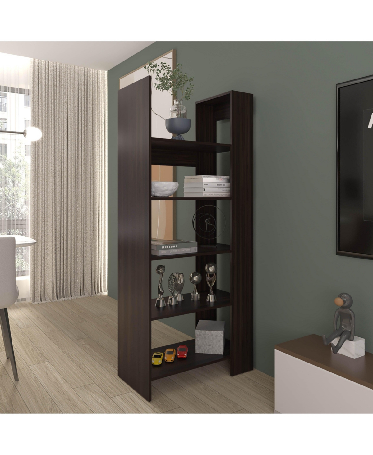 Click here for Depot E-Shop 5-Shelf Dark Bookcase - Dark walnut prices