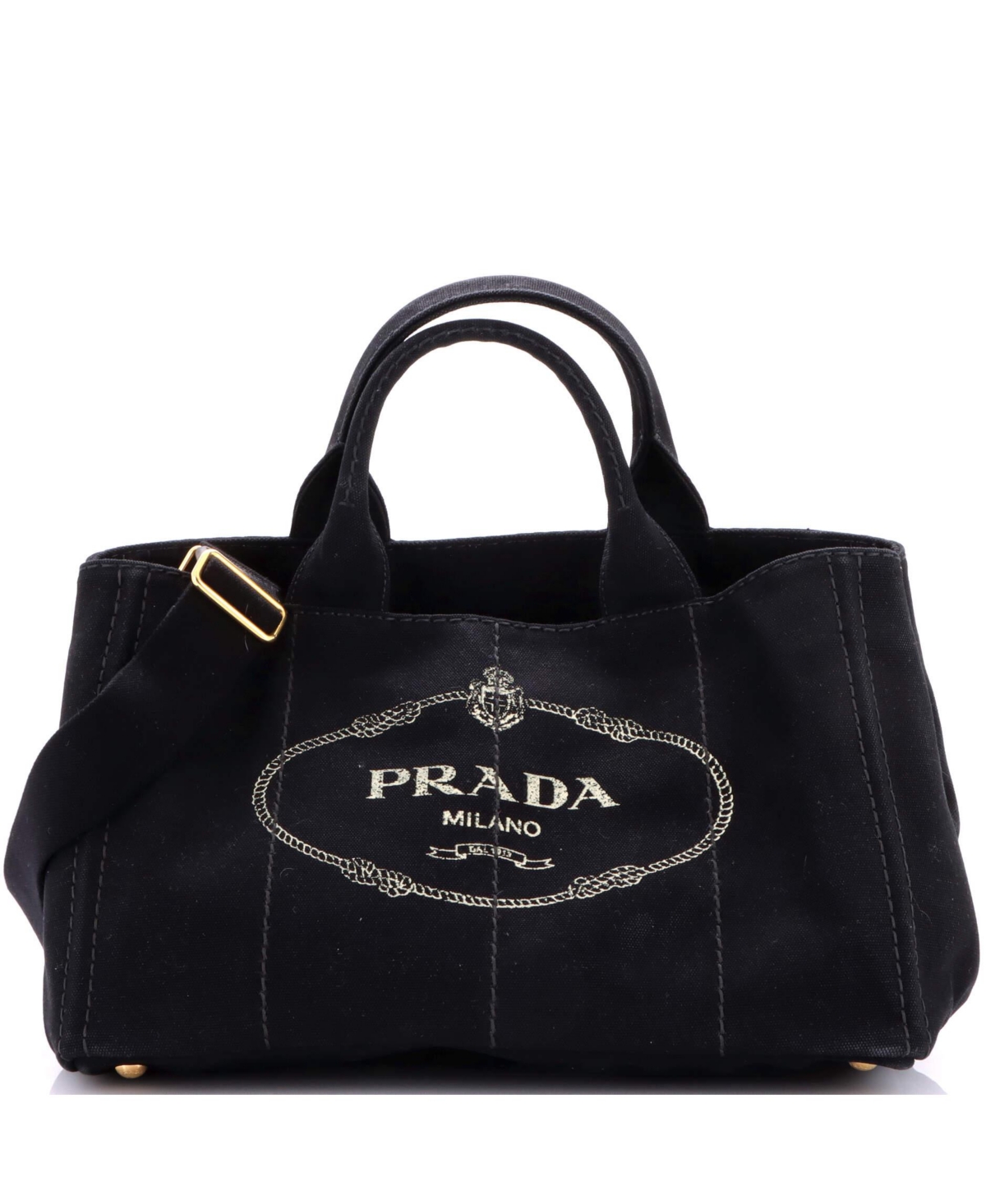 Click here for Pre-Owned Prada Medium Canapa Convertible Tote Can... prices
