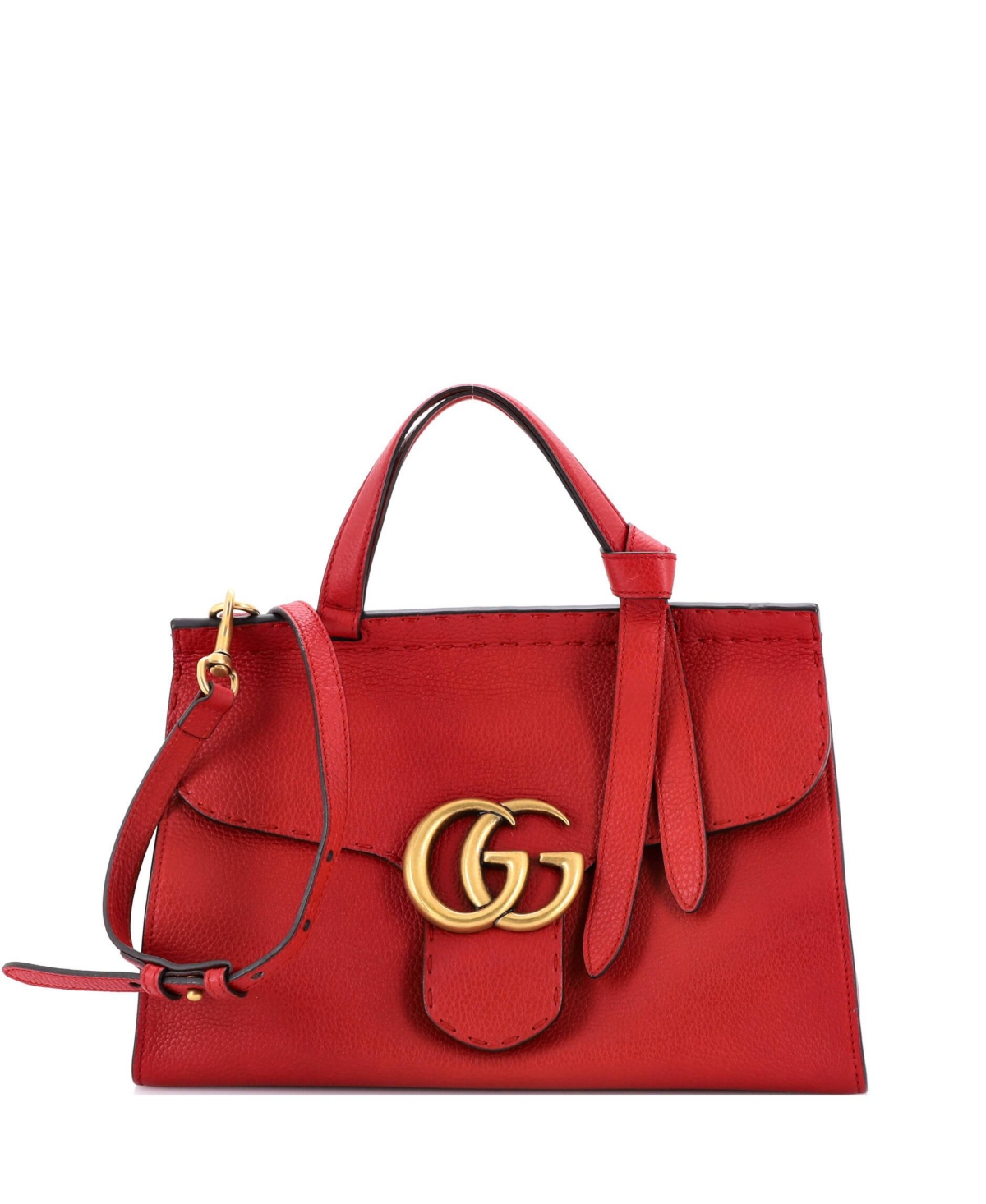 Click here for Pre-Owned Gucci Small Gg Marmont Top Handle Bag Le... prices