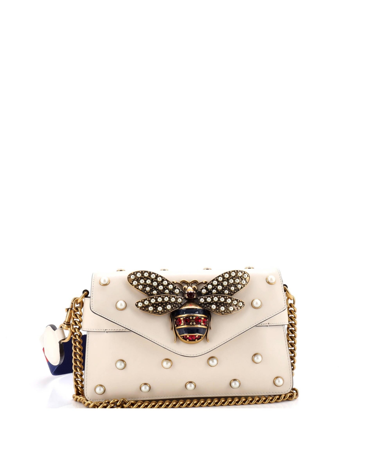 Click here for Pre-Owned Gucci Mini Broadway Pearly Bee Shoulder... prices