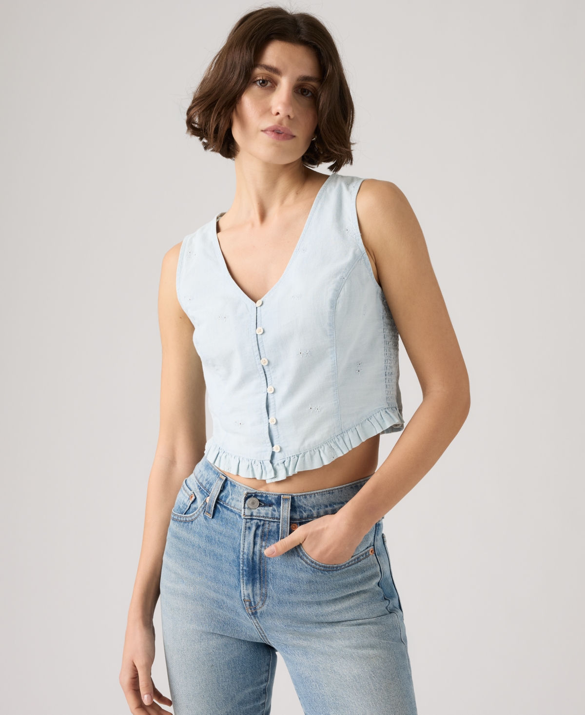 Click here for Levis Womens Teagan Mini Eyelet Blouse - Watch Me prices