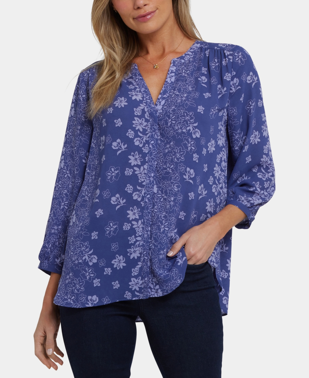 Click here for Nydj Womens Pintuck Spit Neck Top - Bonnelles prices