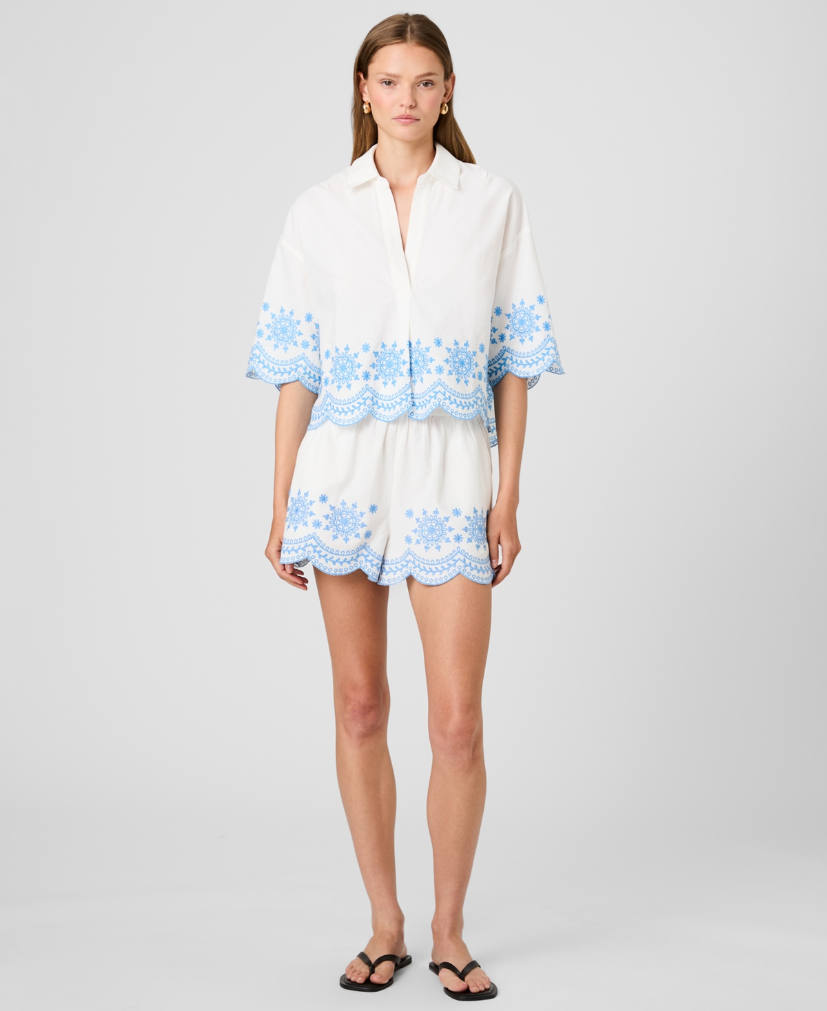 Click here for French Connection Womens Collared V-Neck Blouse -... prices