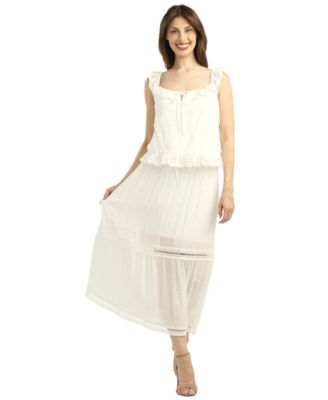 Click here for Bcx Womens Ruffle Detail Square Neck Top Textured... prices