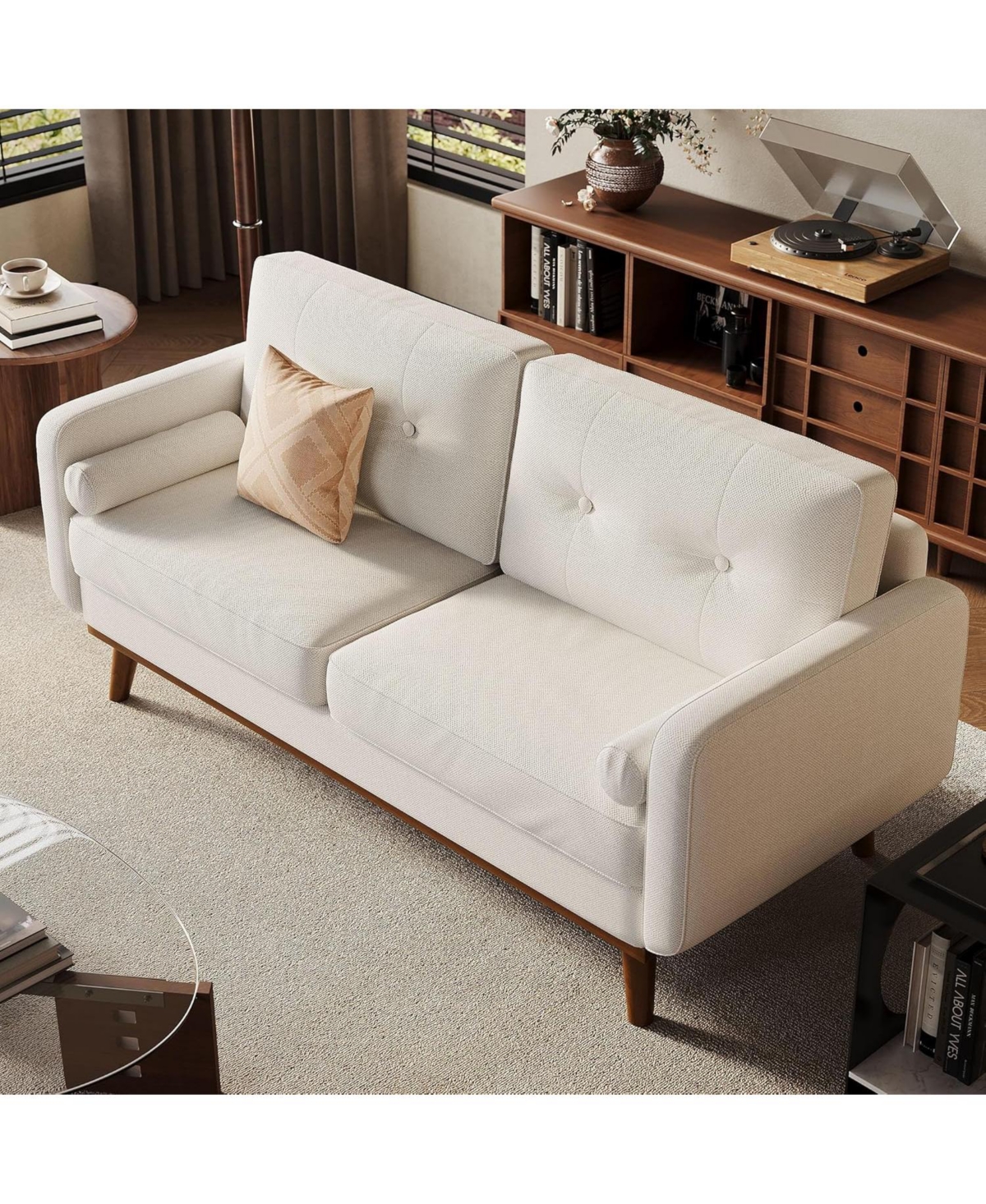 Click here for gaomon Mid-Century Loveseat Sofa  Deep Seat Linen... prices