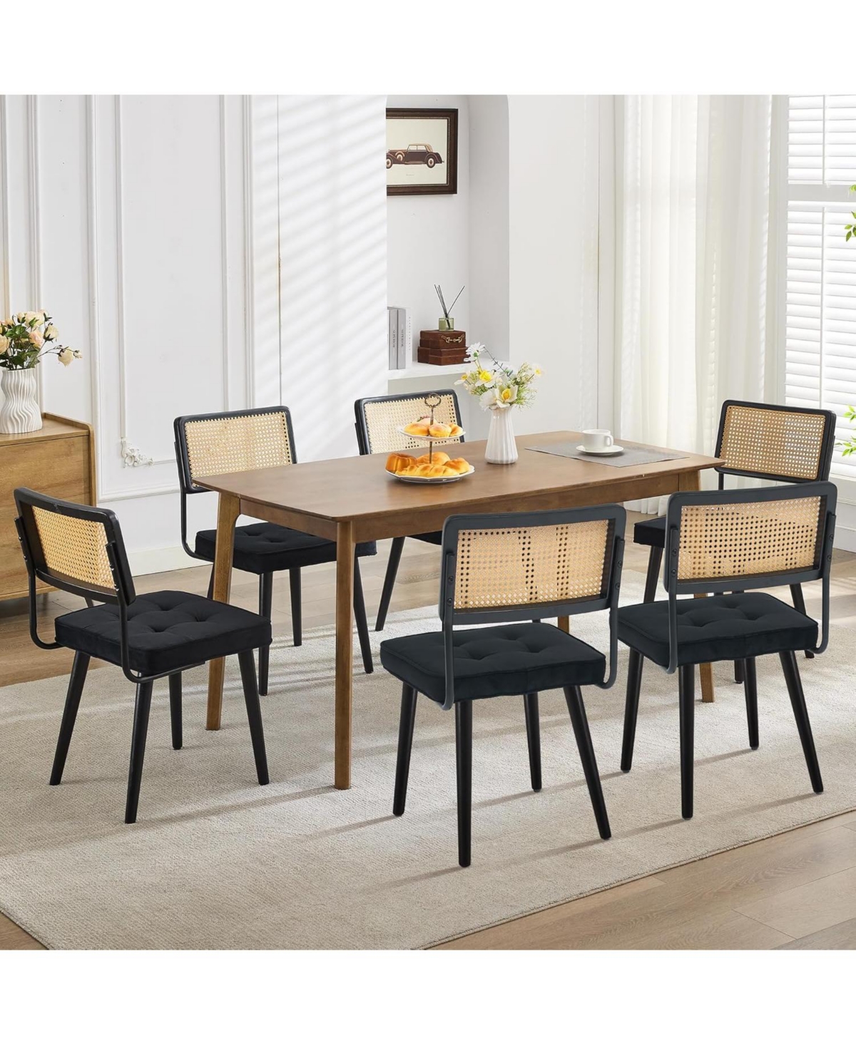 Click here for gaomon Rattan Dining Chairs Set of 6  Velvet Uphol... prices