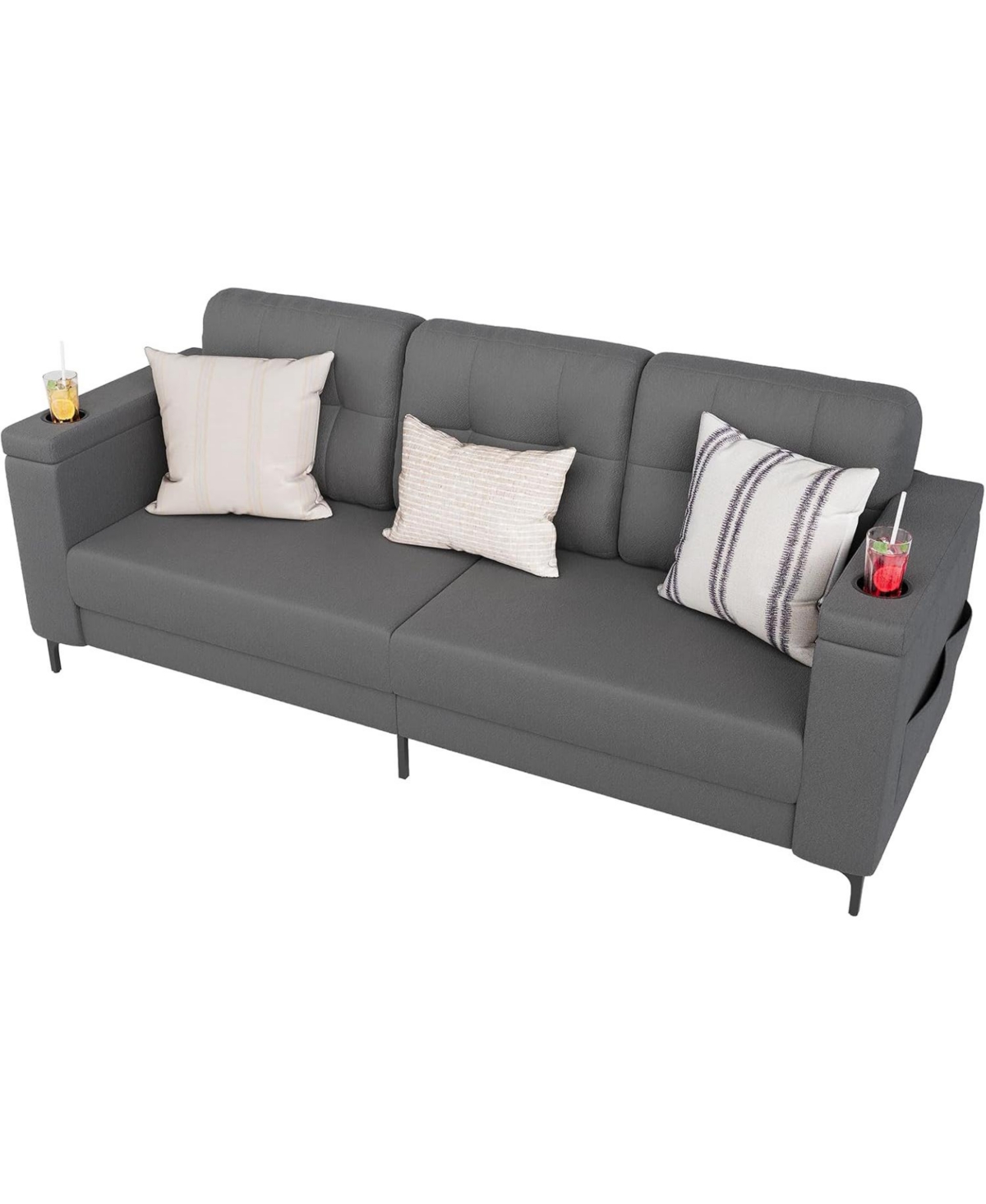Click here for gaomon 84-Inch Teddy Fleece Sofa with Storage Armr... prices