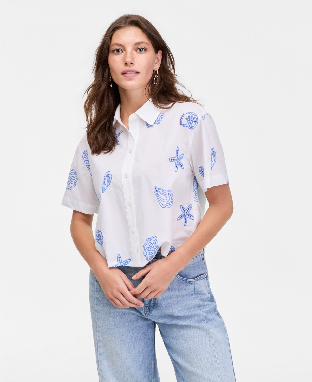 Click here for On 34th Womens Cotton Two-Tone Embroidered Eyelet... prices