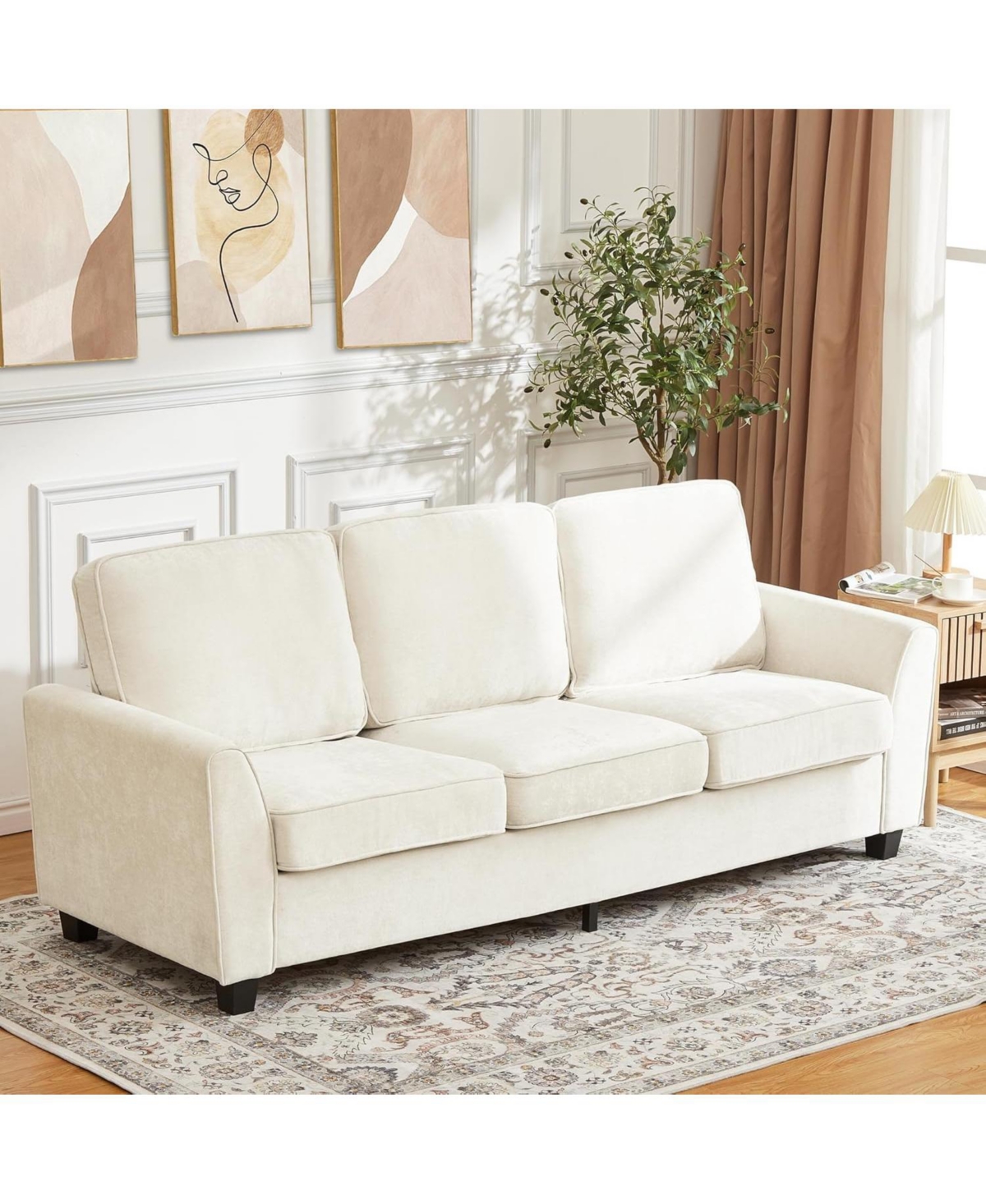 Click here for gaomon 83 Oversized Chenille 3-Seater Sofa  Mid-Ce... prices