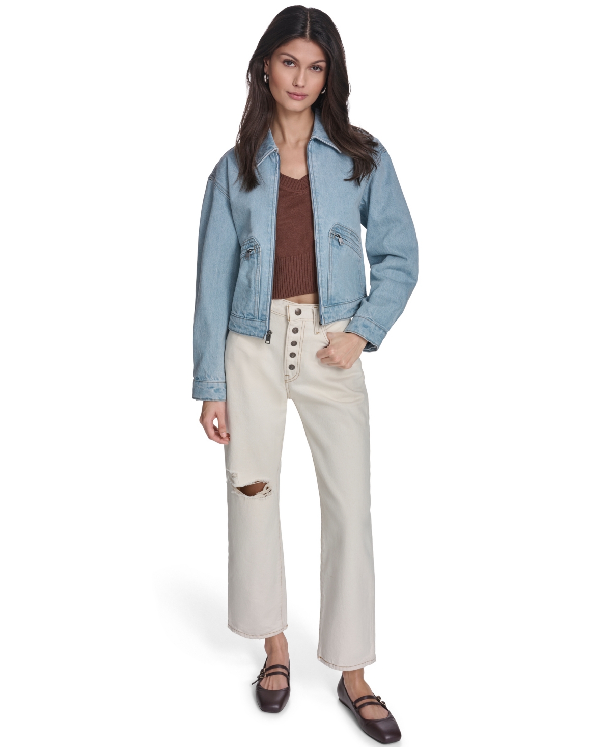 Click here for Levis Womens Cotton Utility Jacket - Light Wash De... prices